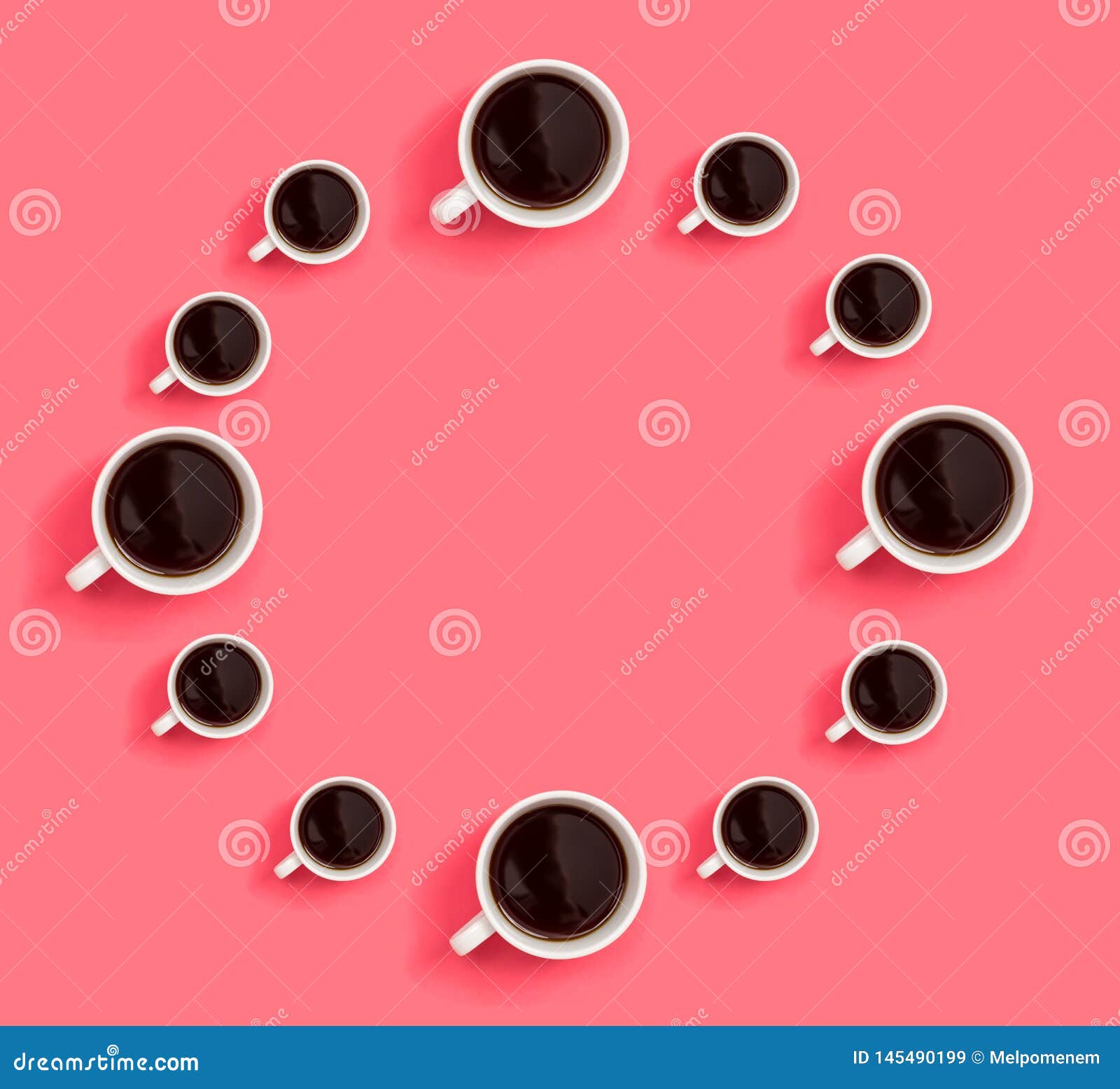 Round frame of coffee cups stock illustration. Illustration of flat ...