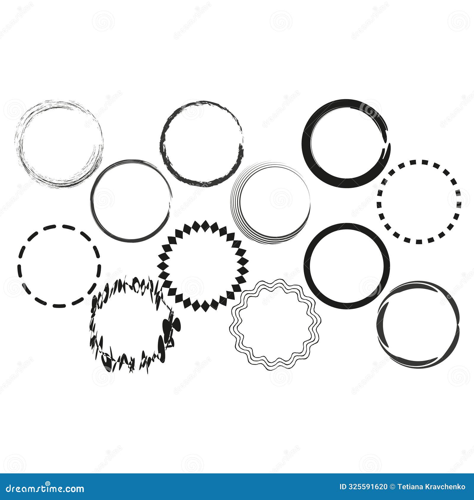 Round Frame Collection. Various Circle Designs. Artistic Border Set ...