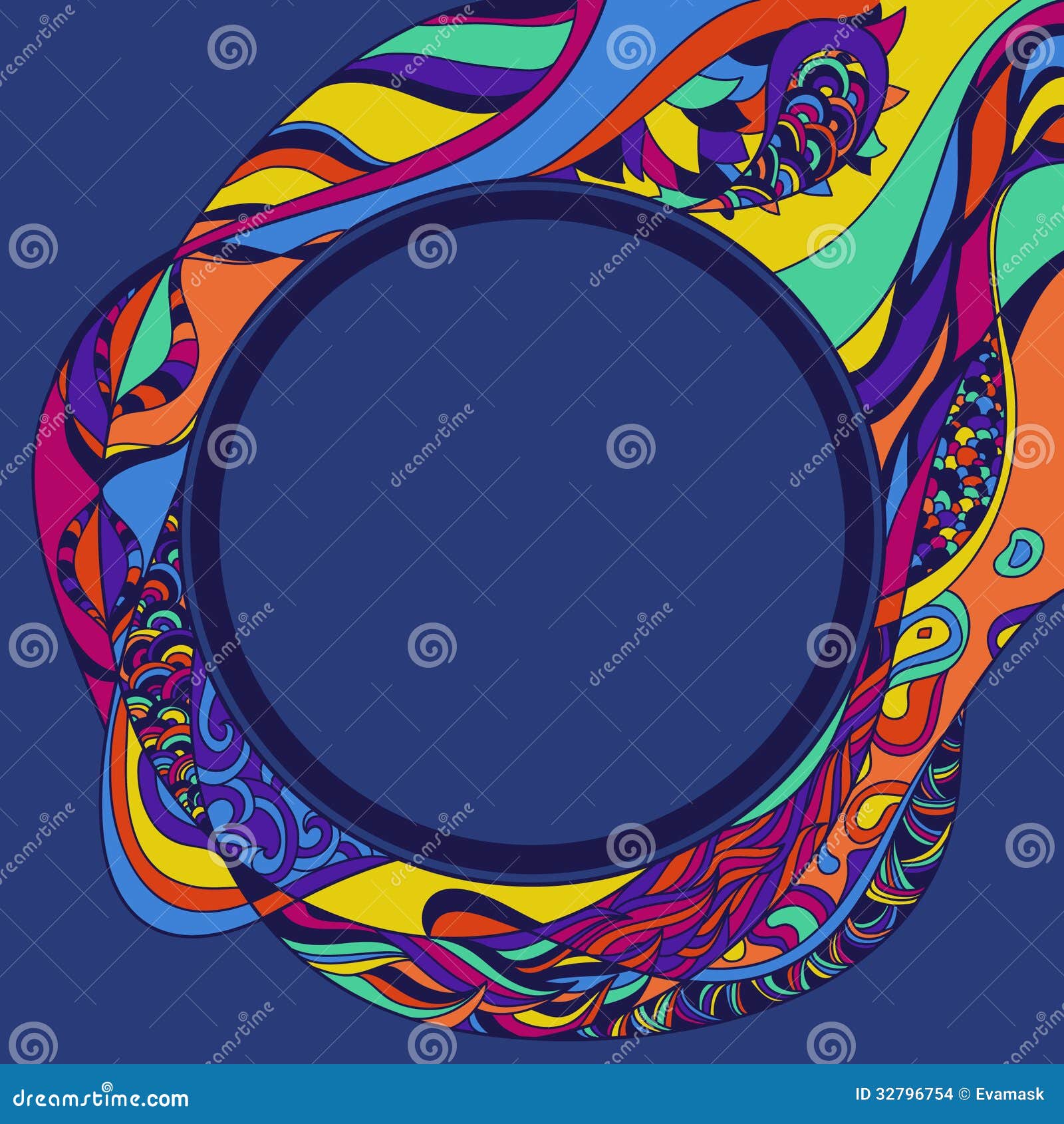 Round Frame with Color Pattern Stock Vector - Illustration of retro ...