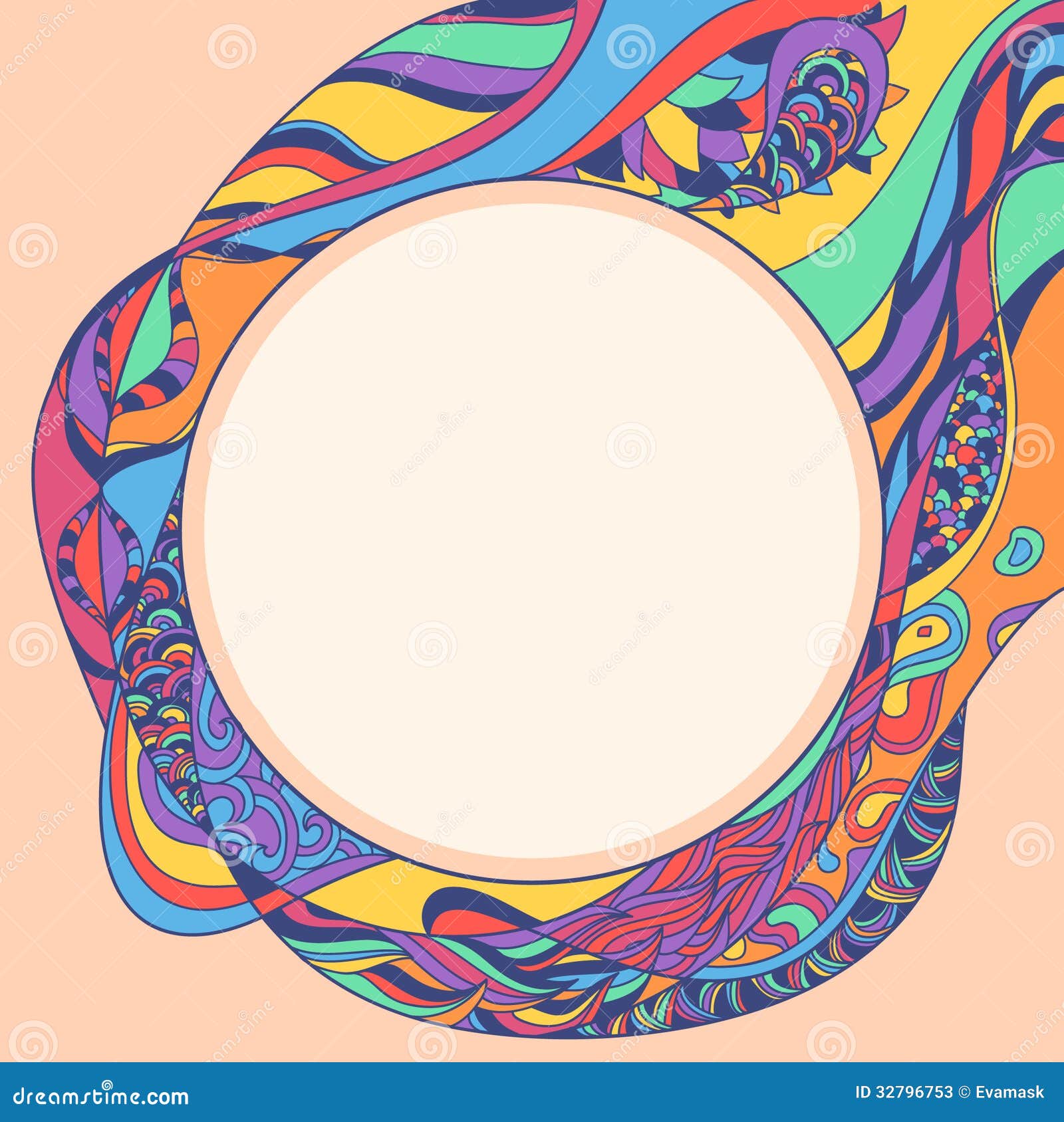 Round Frame with Color Pattern Stock Vector - Illustration of element ...