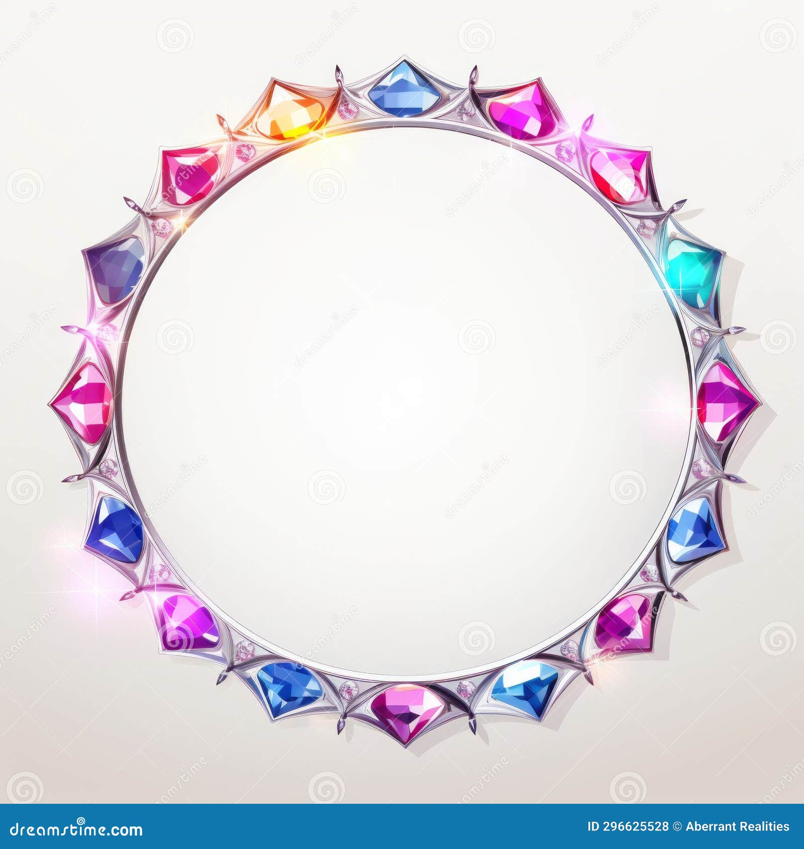 A Round Frame with Colorful Gems on a White Background Stock ...