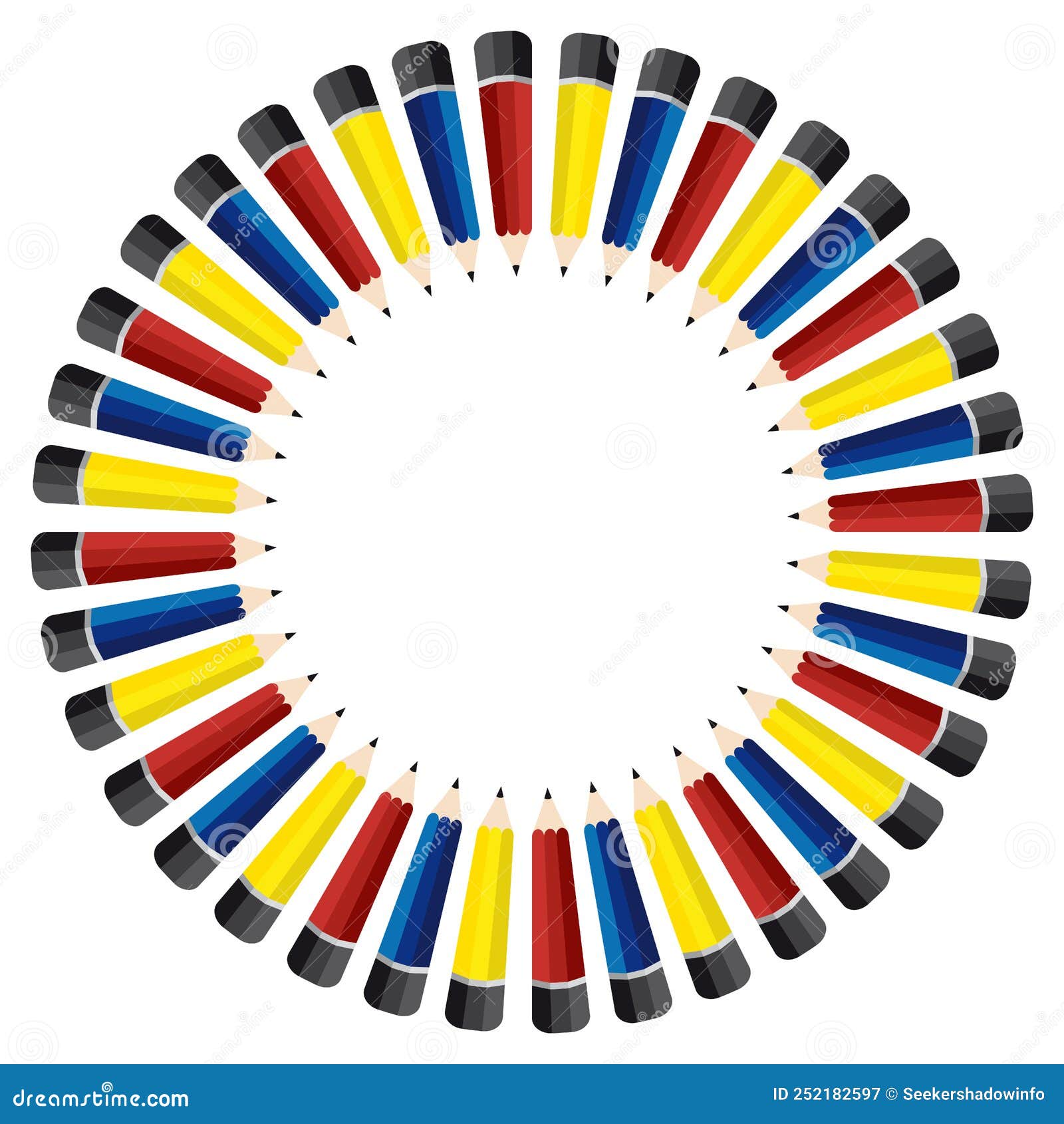 Round Frame with Coloring Pencils. Colorful School Background Stock ...