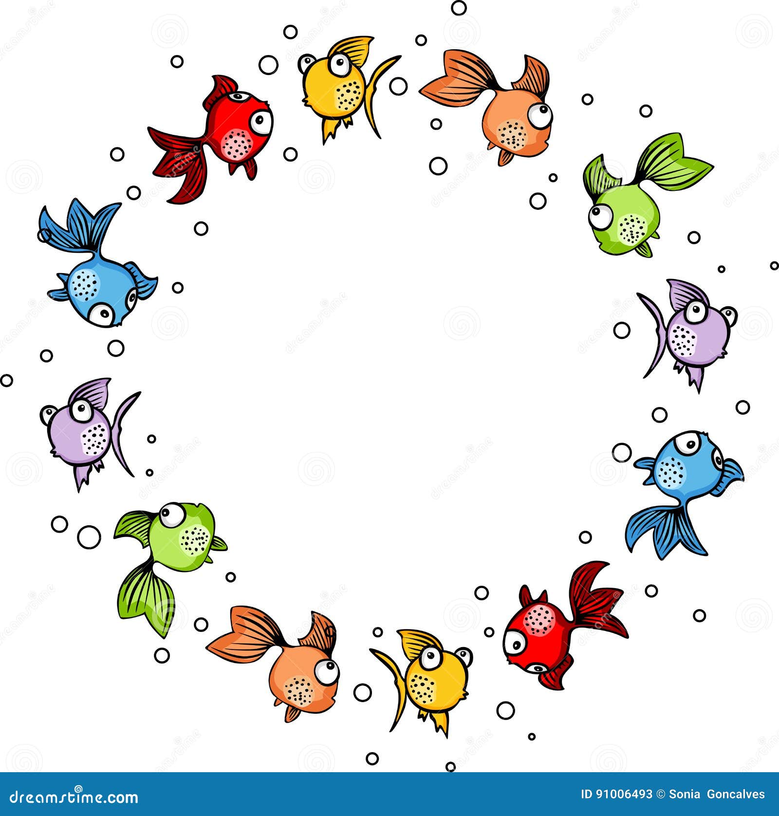 Round Frame with Colouful Fishes Stock Vector - Illustration of ...