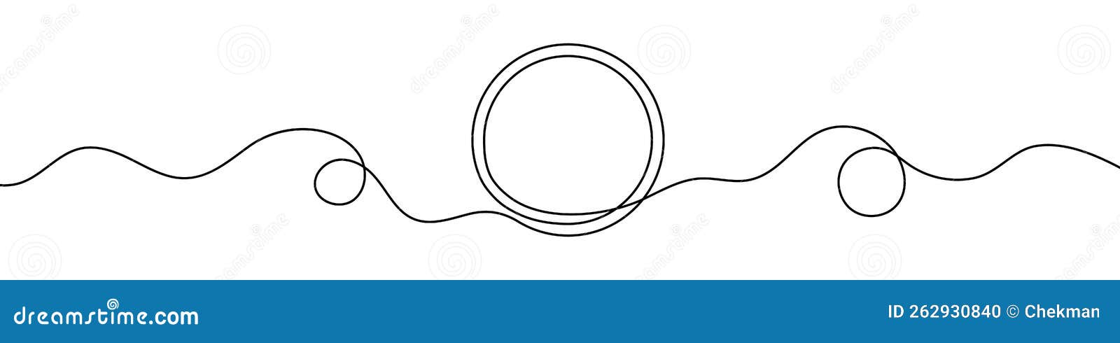 Round Frame in Continuous Line Drawing Style. Line Art of Round Frame ...