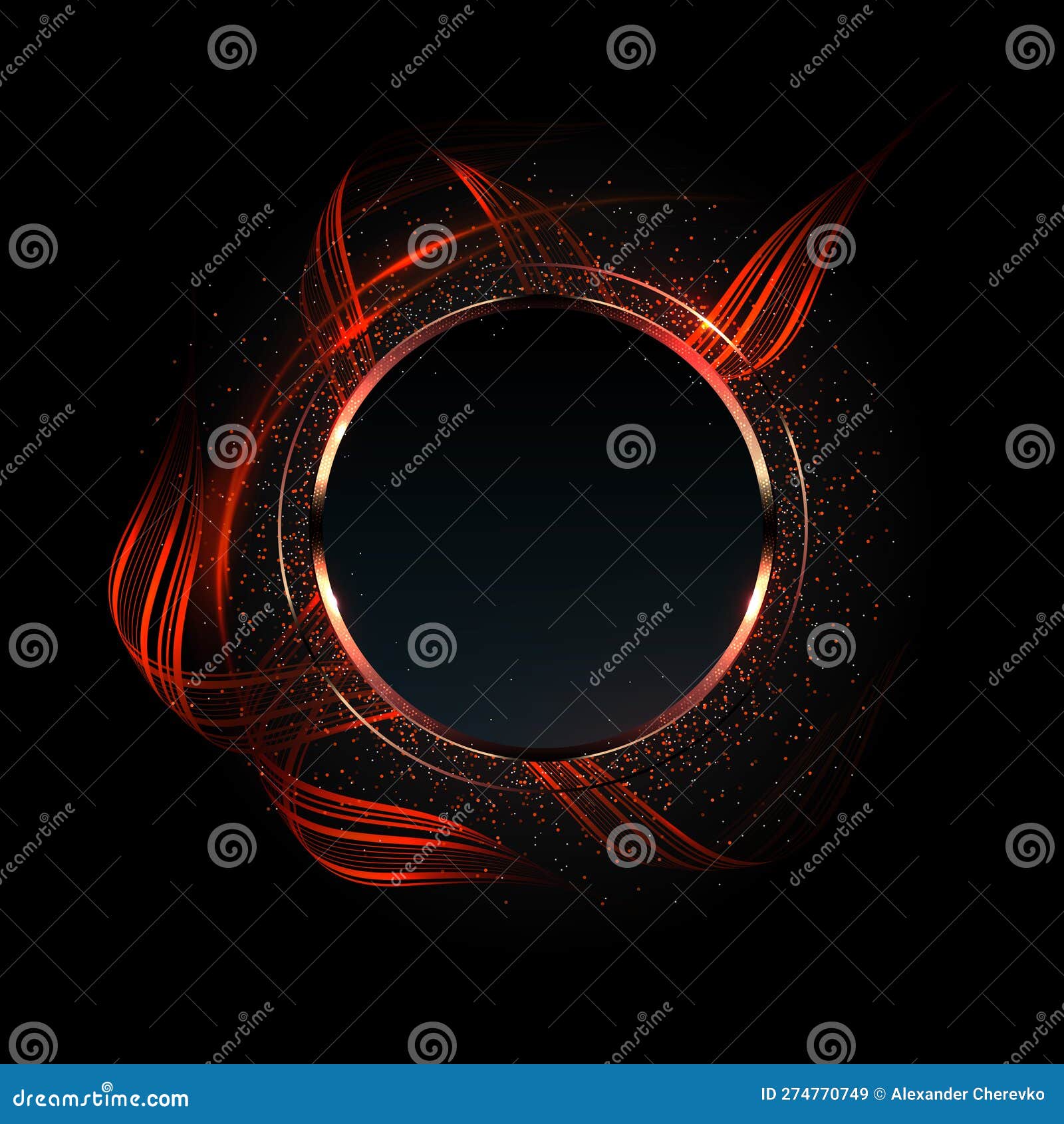 Round Frame with Copper Border, Red Ribbons Stock Vector - Illustration ...
