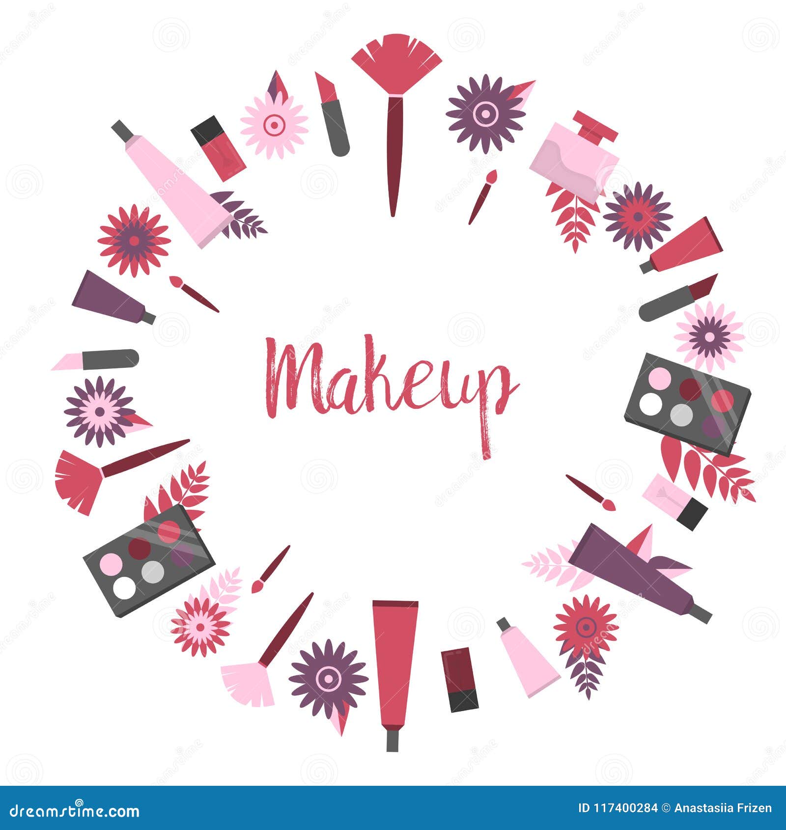 Round frame with cosmetics stock vector. Illustration of camera - 117400284