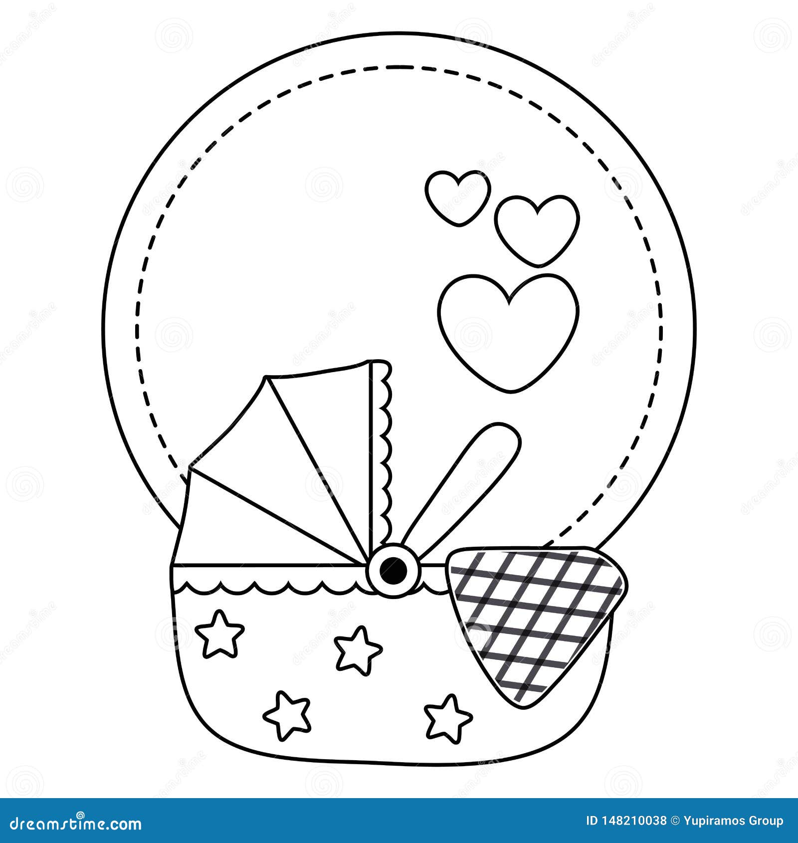 Round Frame with Cradle in Black and White Stock Vector - Illustration ...