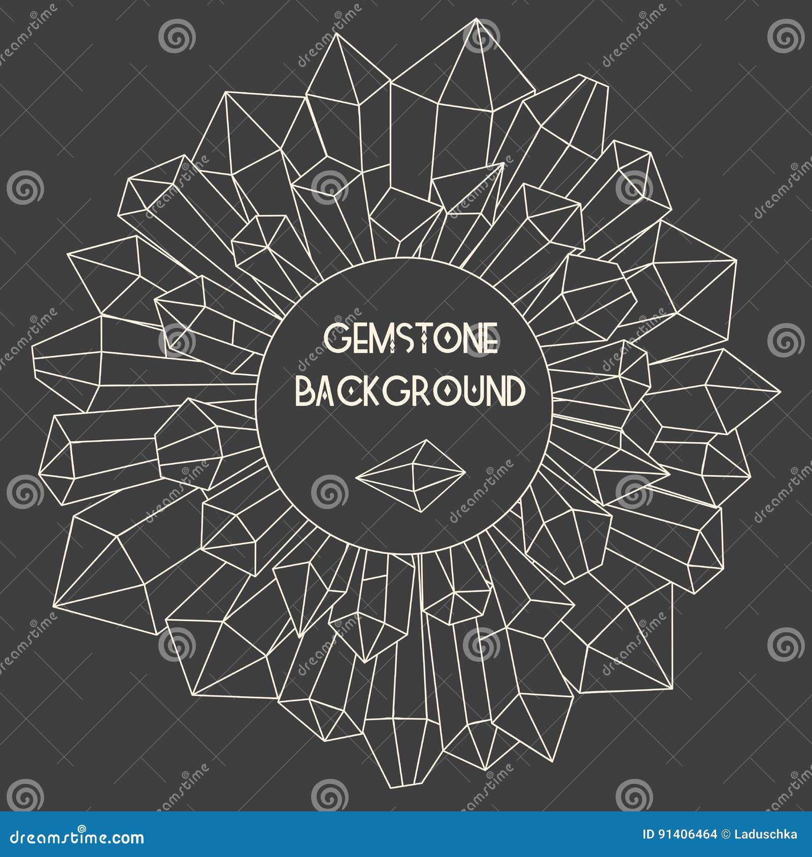 Round frame with crystal stock vector. Illustration of round - 91406464