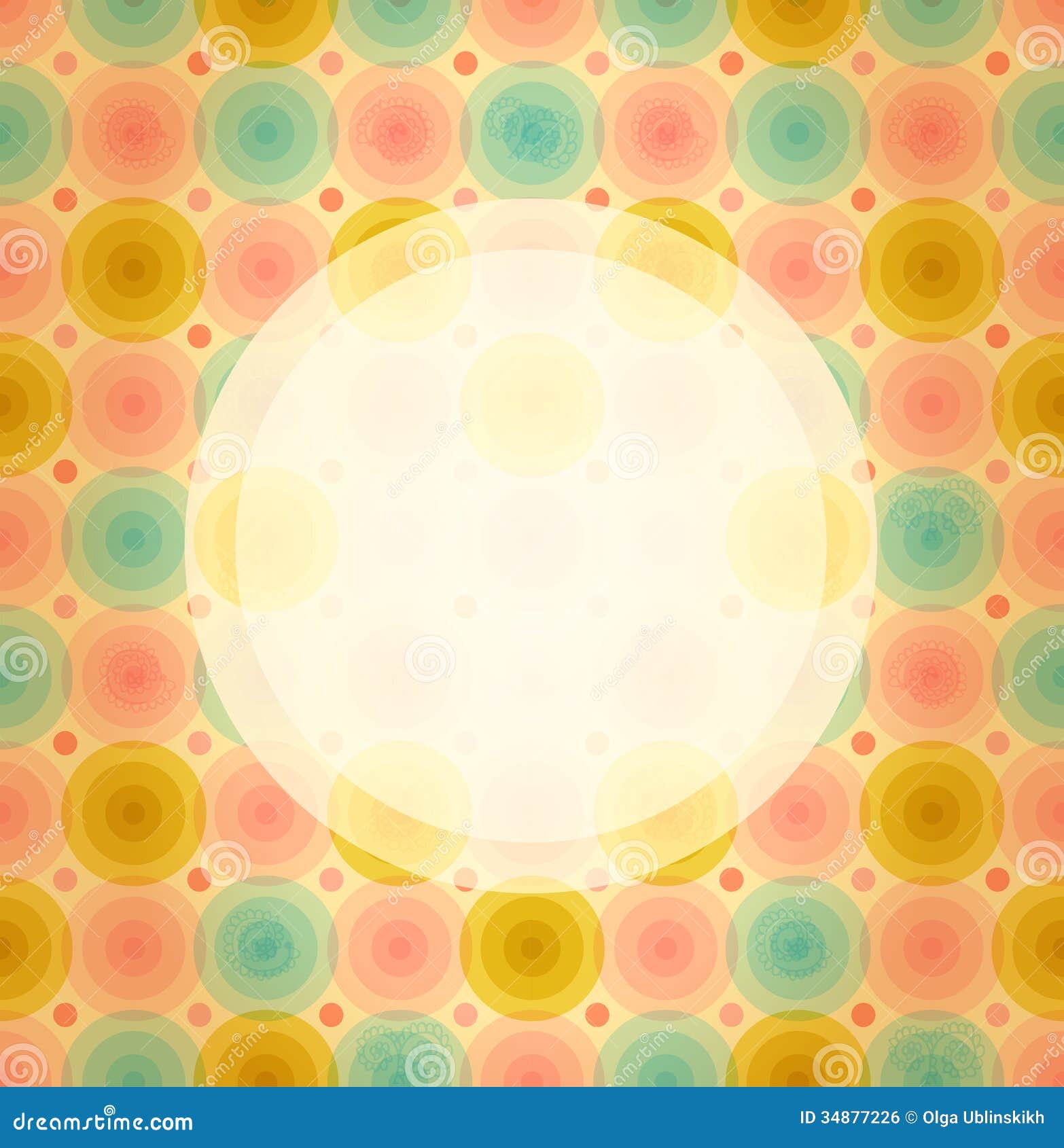 Round Frame on Cute Baby Background Vintage Banner Stock Illustration ...