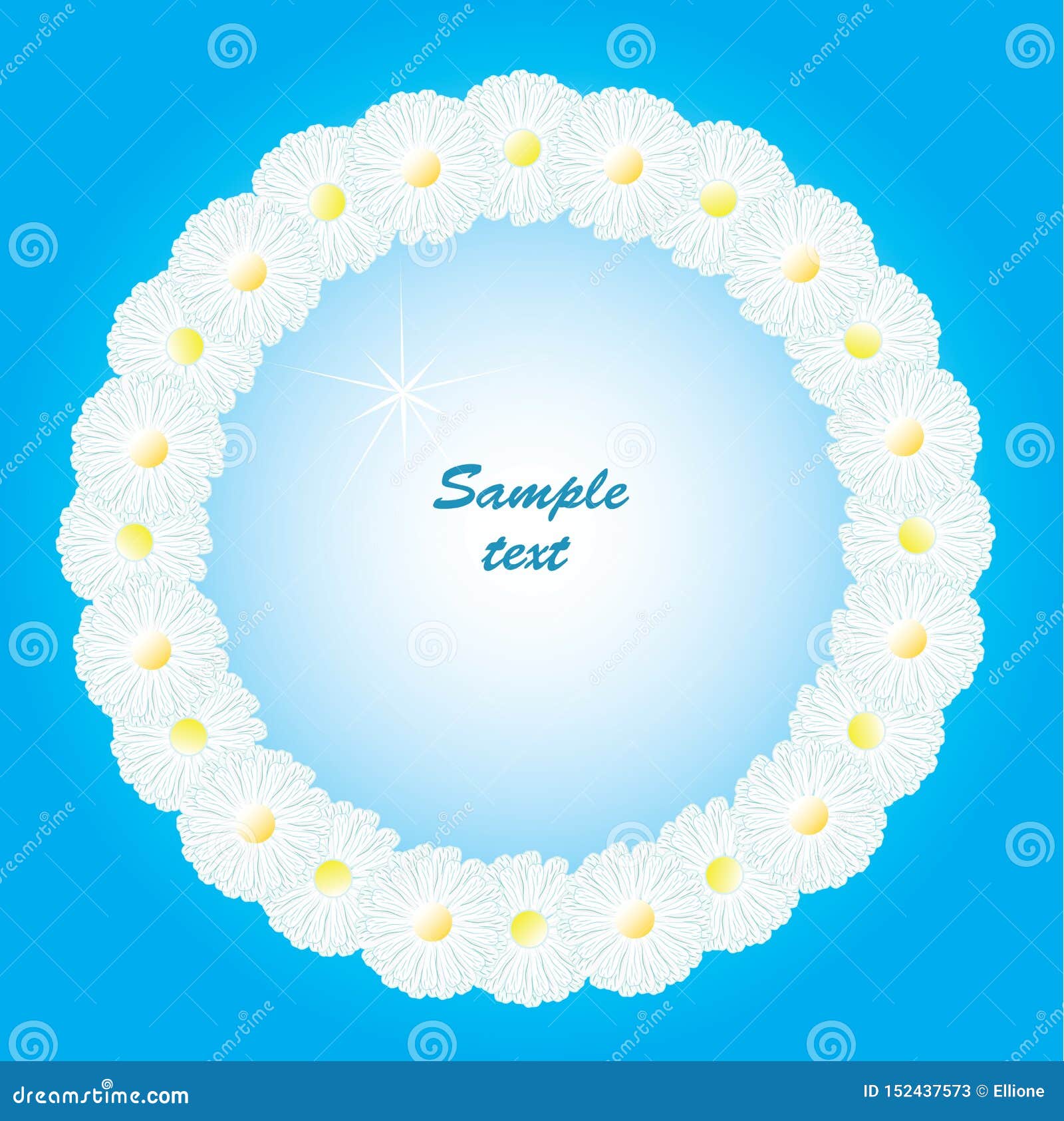 Round frame with daisies stock vector. Illustration of backdrop - 152437573