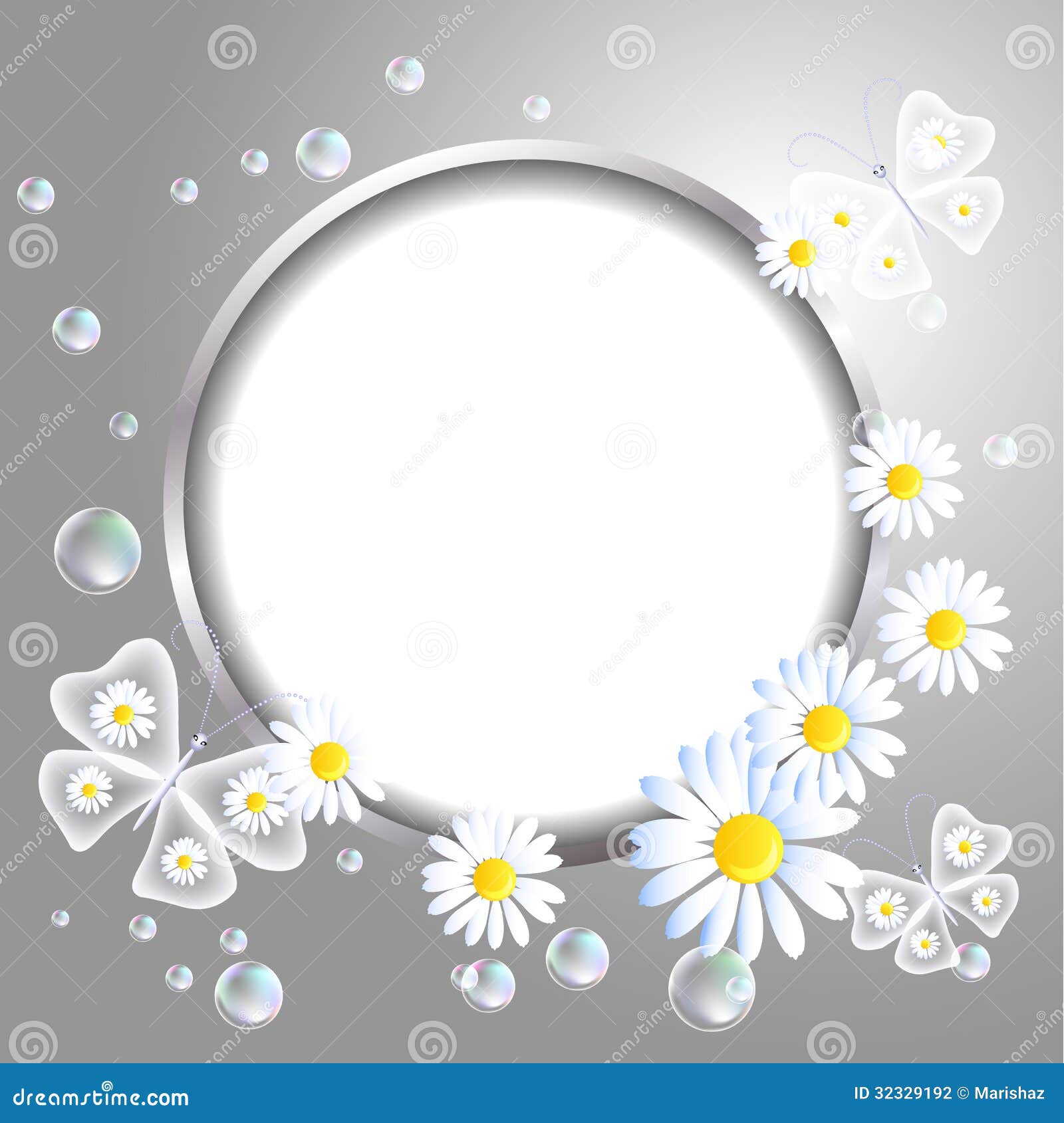 Round frame and daisy stock vector. Illustration of bloom - 32329192