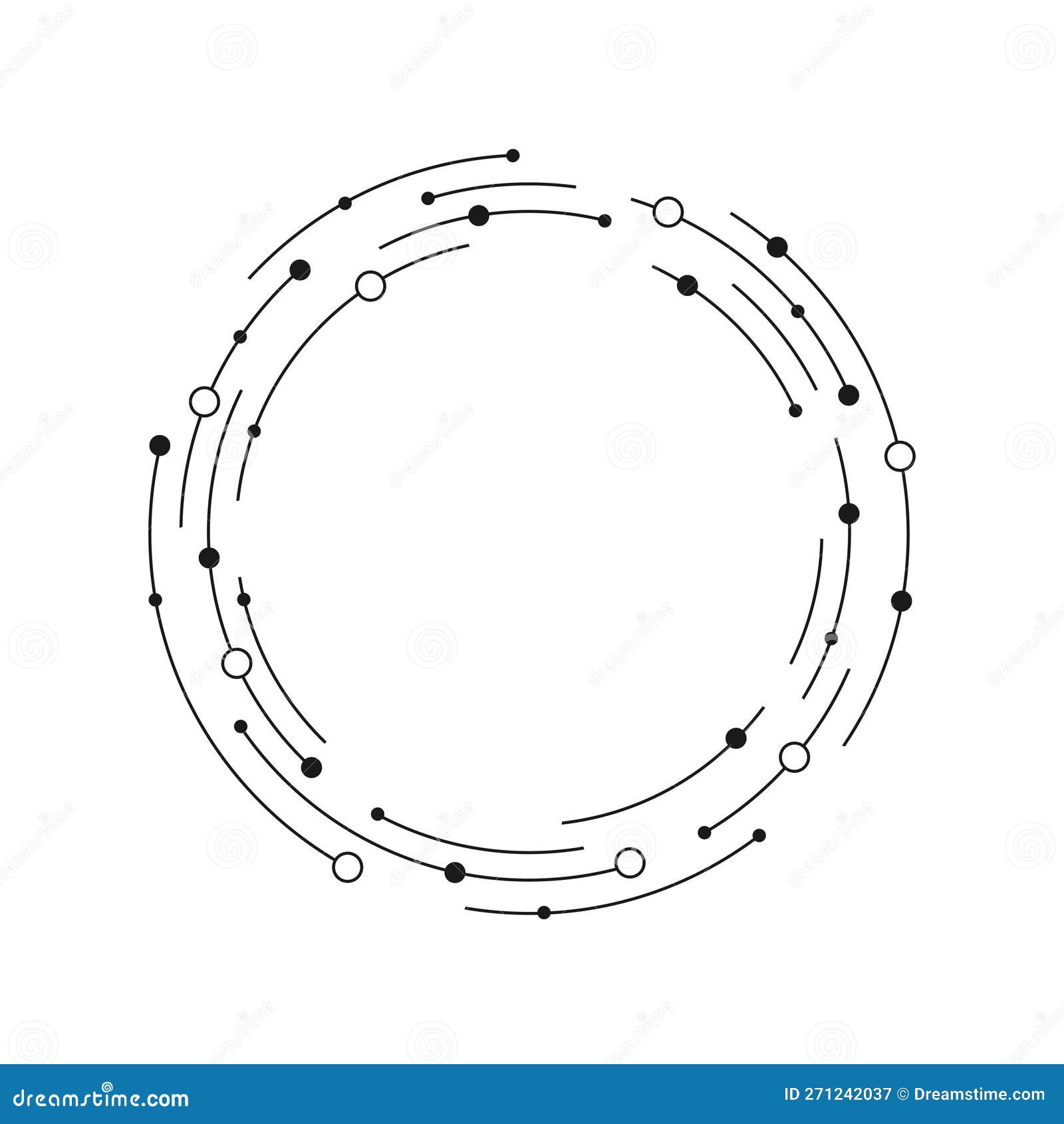 Round Frame of Dashed Circular Lines and Circles on a White Background ...