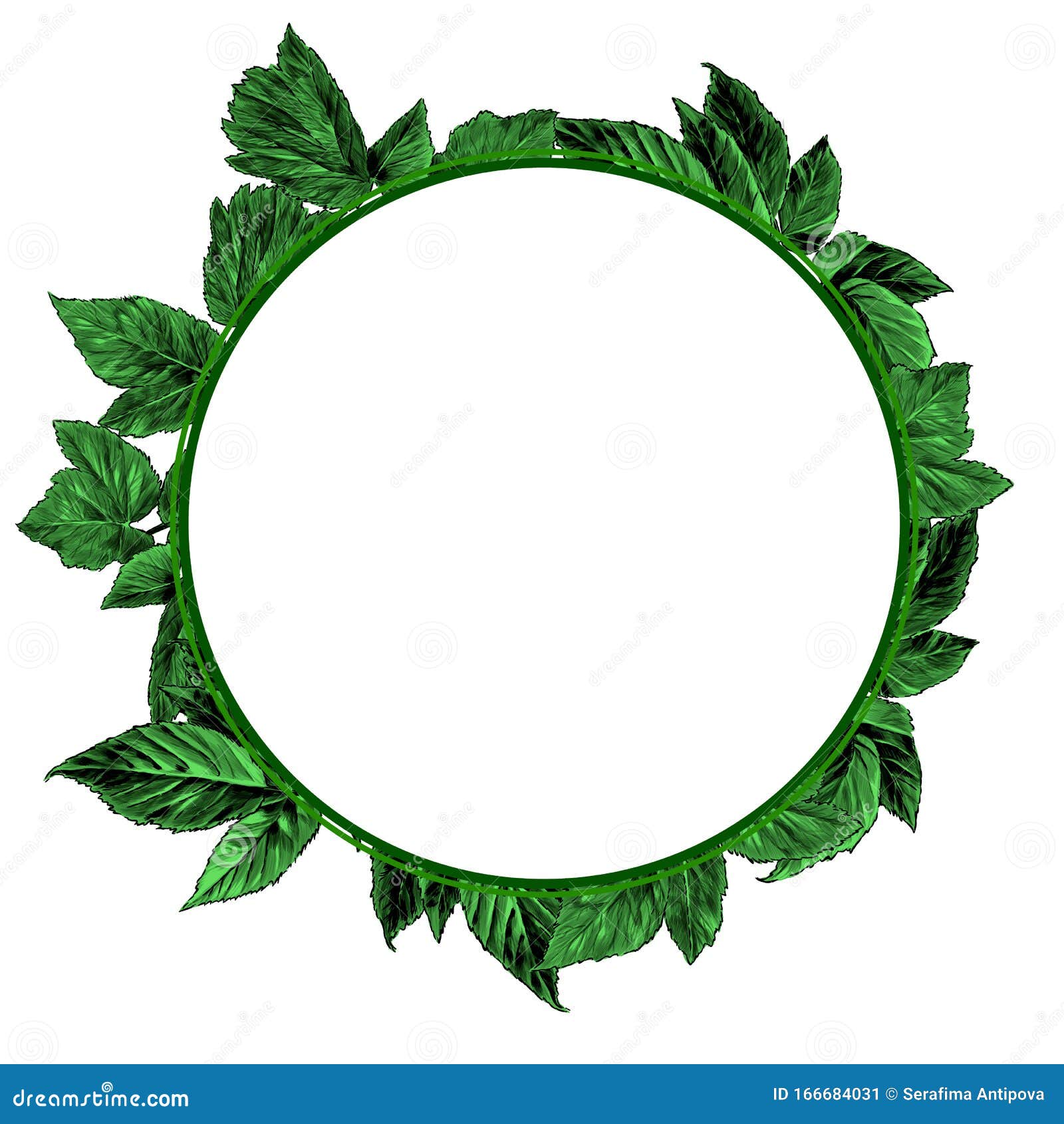Round Frame Decorated with Leaves Stock Vector - Illustration of office ...