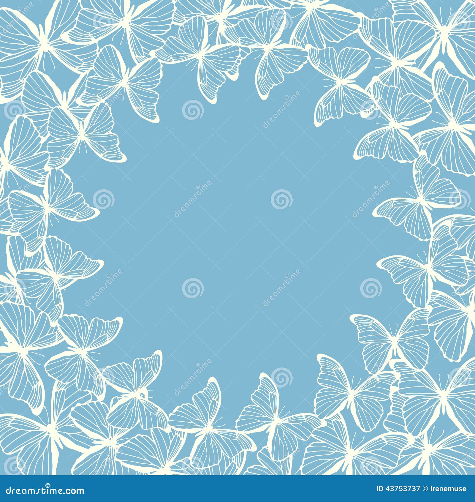 Round Frame with Decorative Butterflies Stock Vector - Illustration of ...