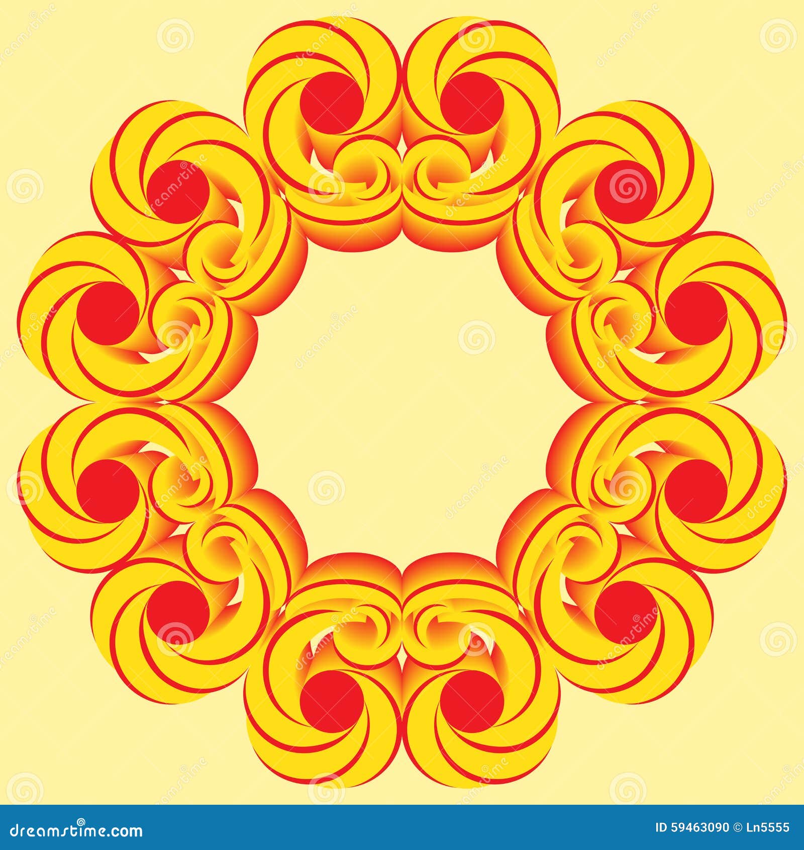 Round Frame with Decorative Elements of Red and Yellow Shades Stock ...