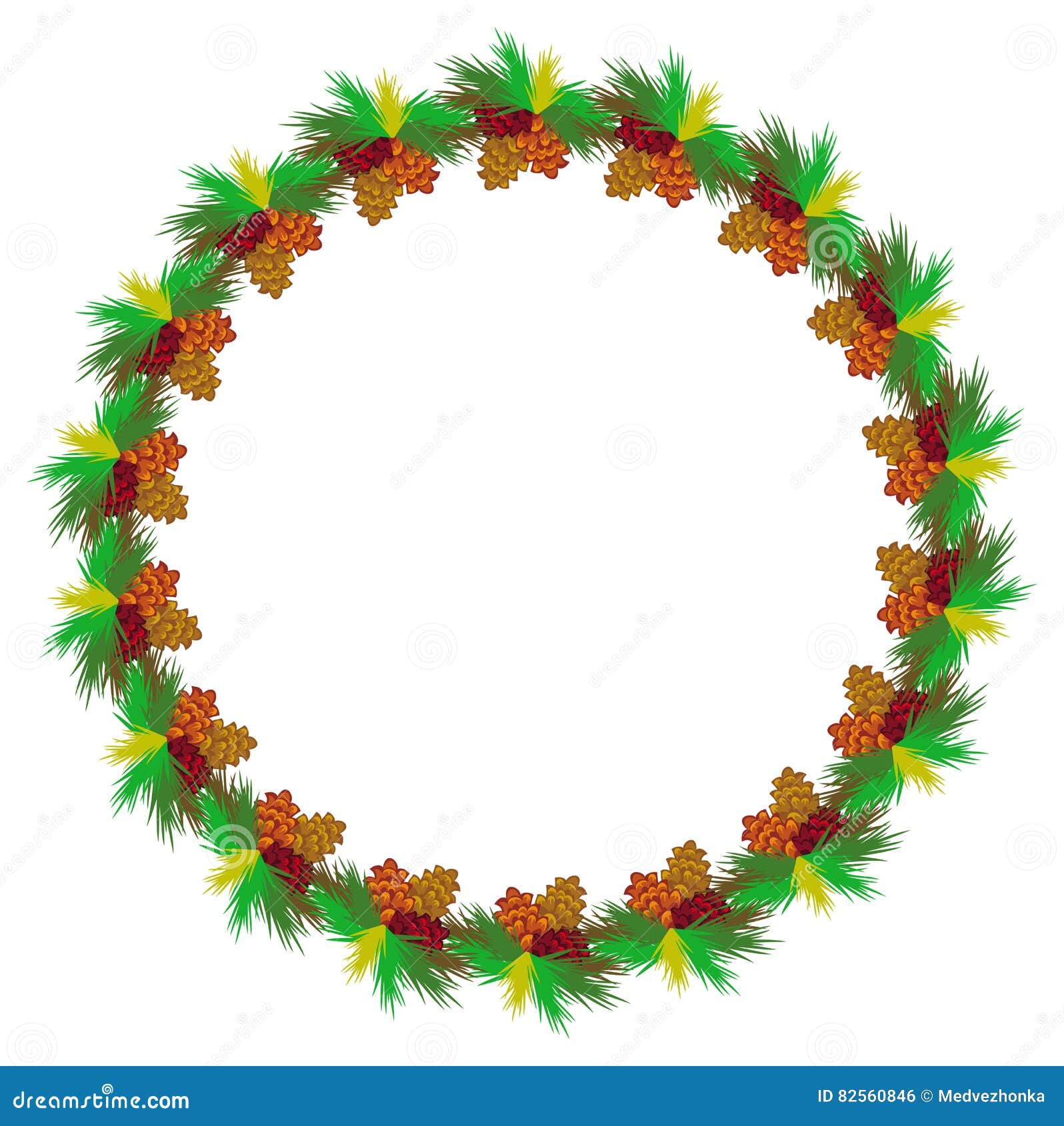 Round Frame with Decorative Pine Cones. Stock Illustration ...