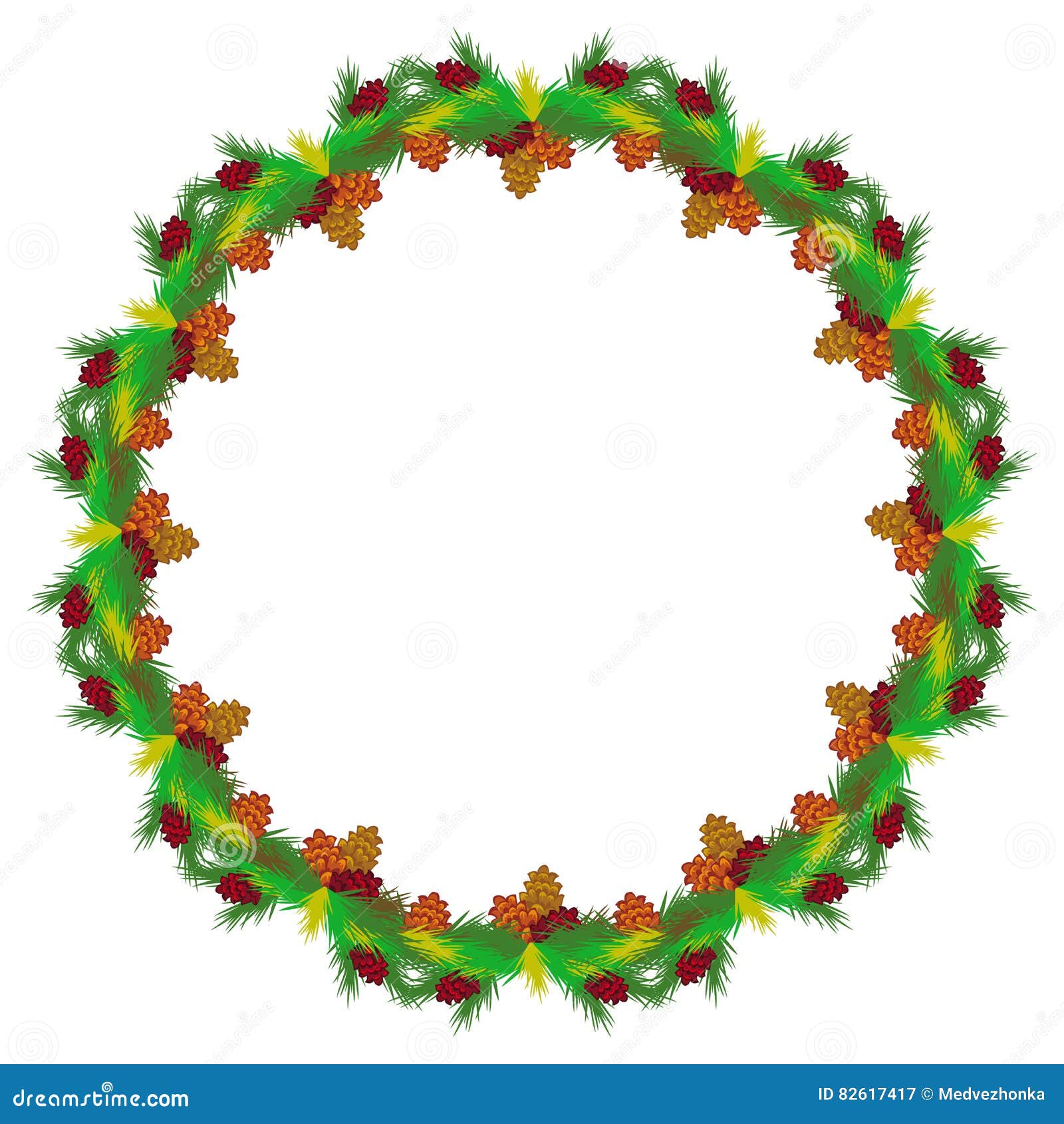 Round Frame with Decorative Pine Cones. Stock Illustration ...