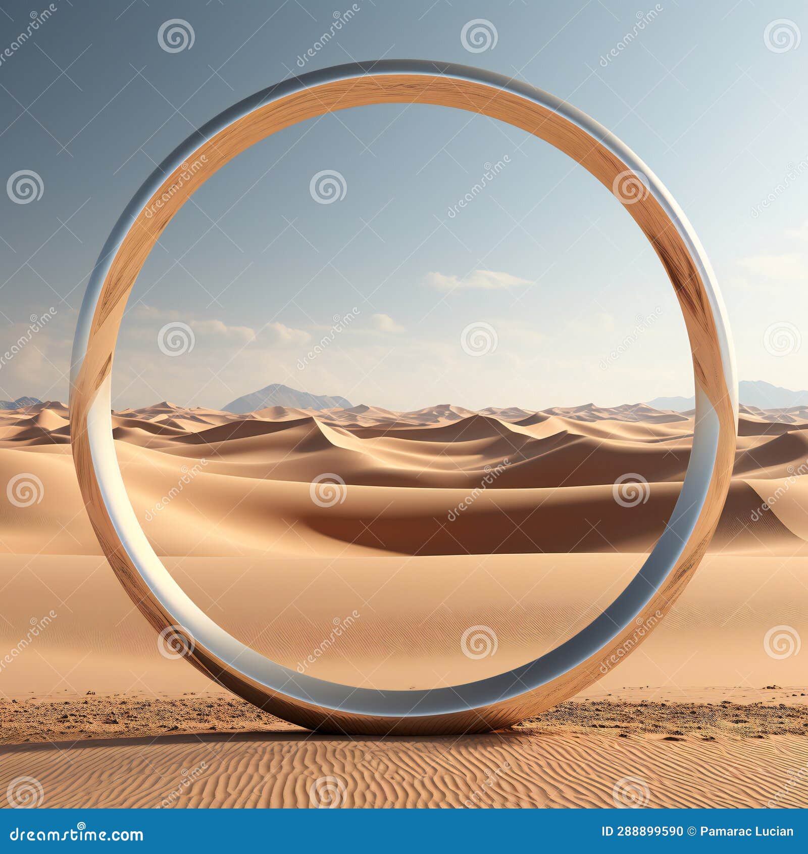 Round Frame in Desert Sand Dunes. 3d Render Illustration Stock ...