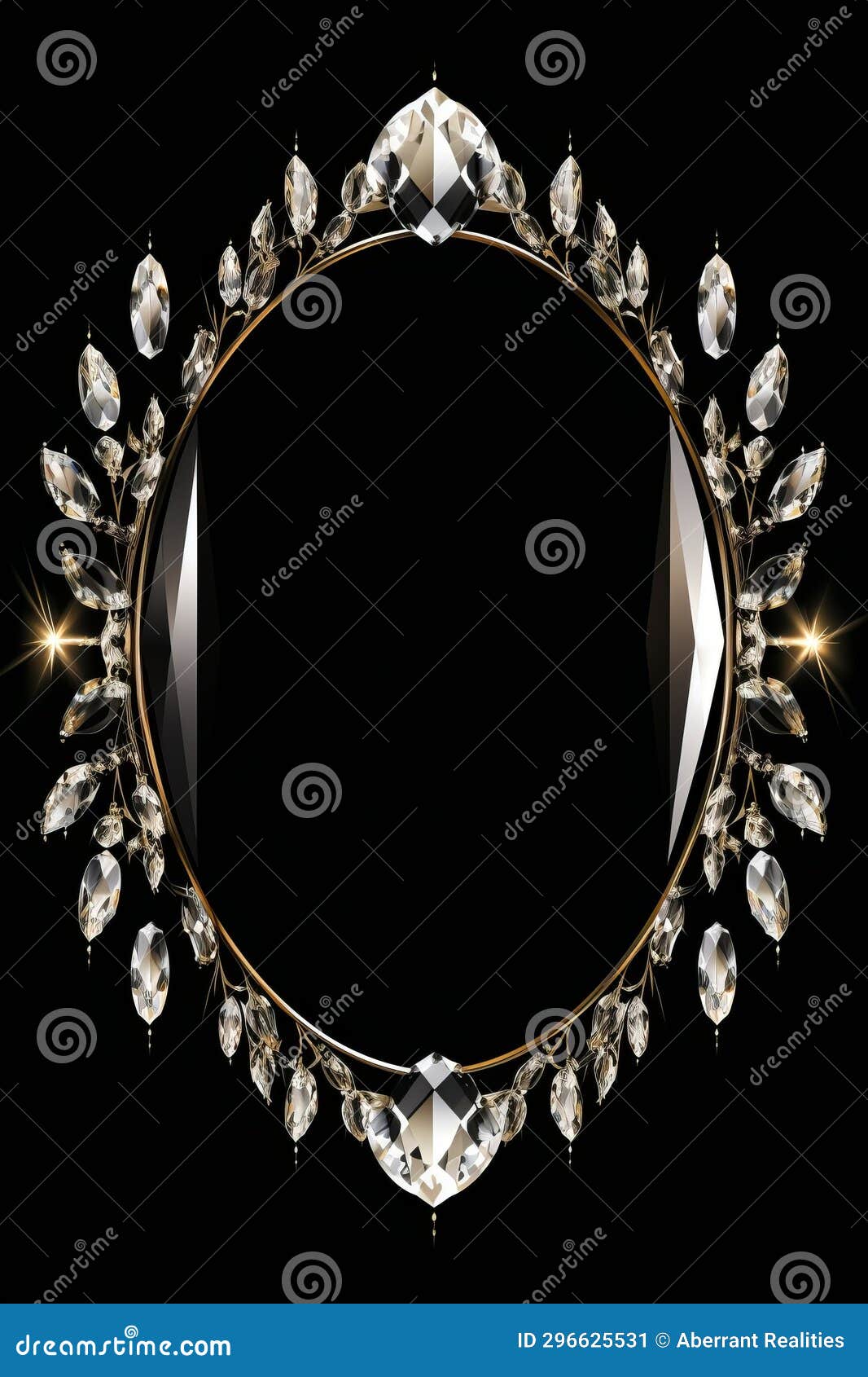A Round Frame with Diamonds on a Black Background Stock Illustration ...