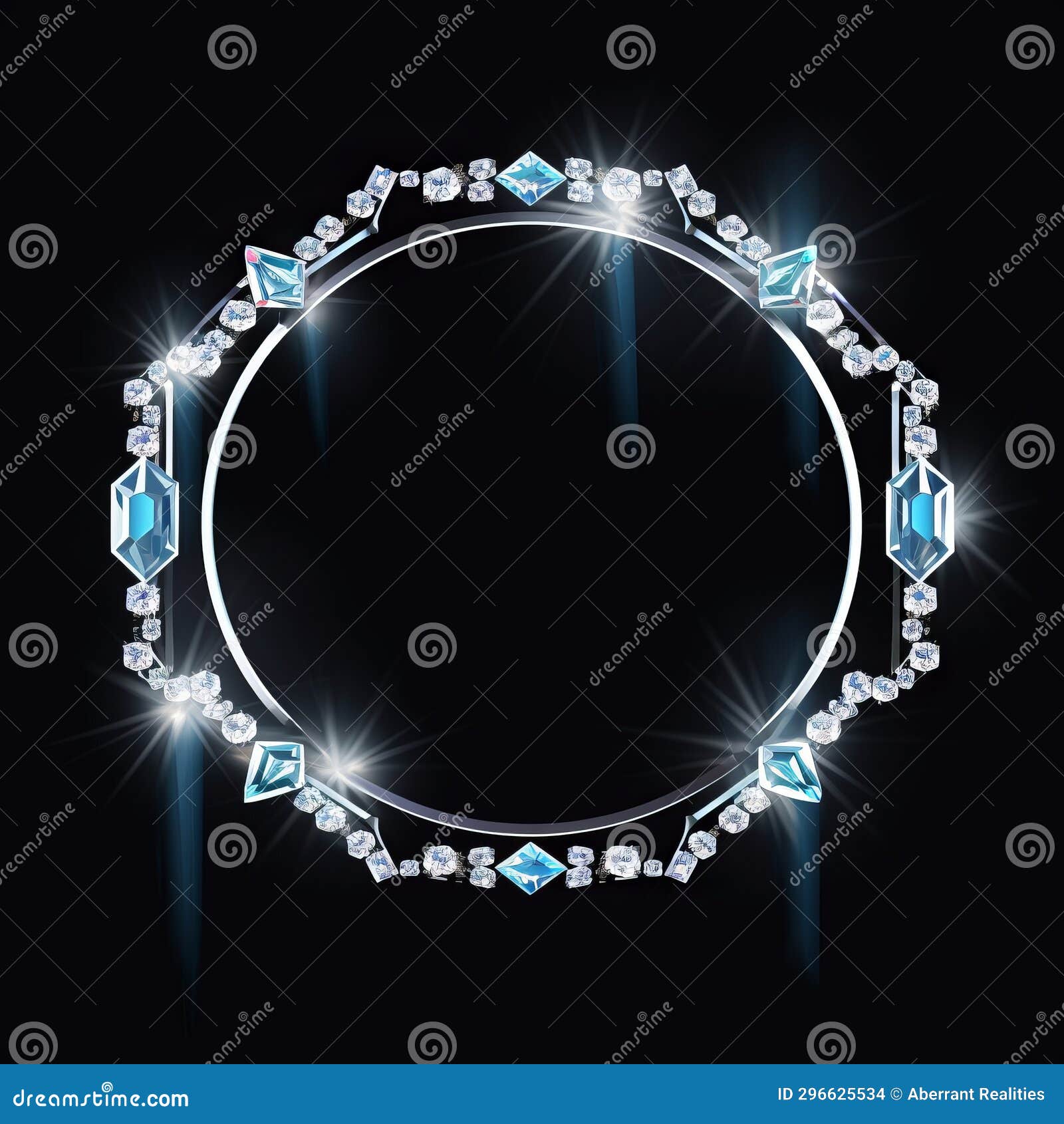 A Round Frame with Diamonds on a Black Background Stock Illustration ...