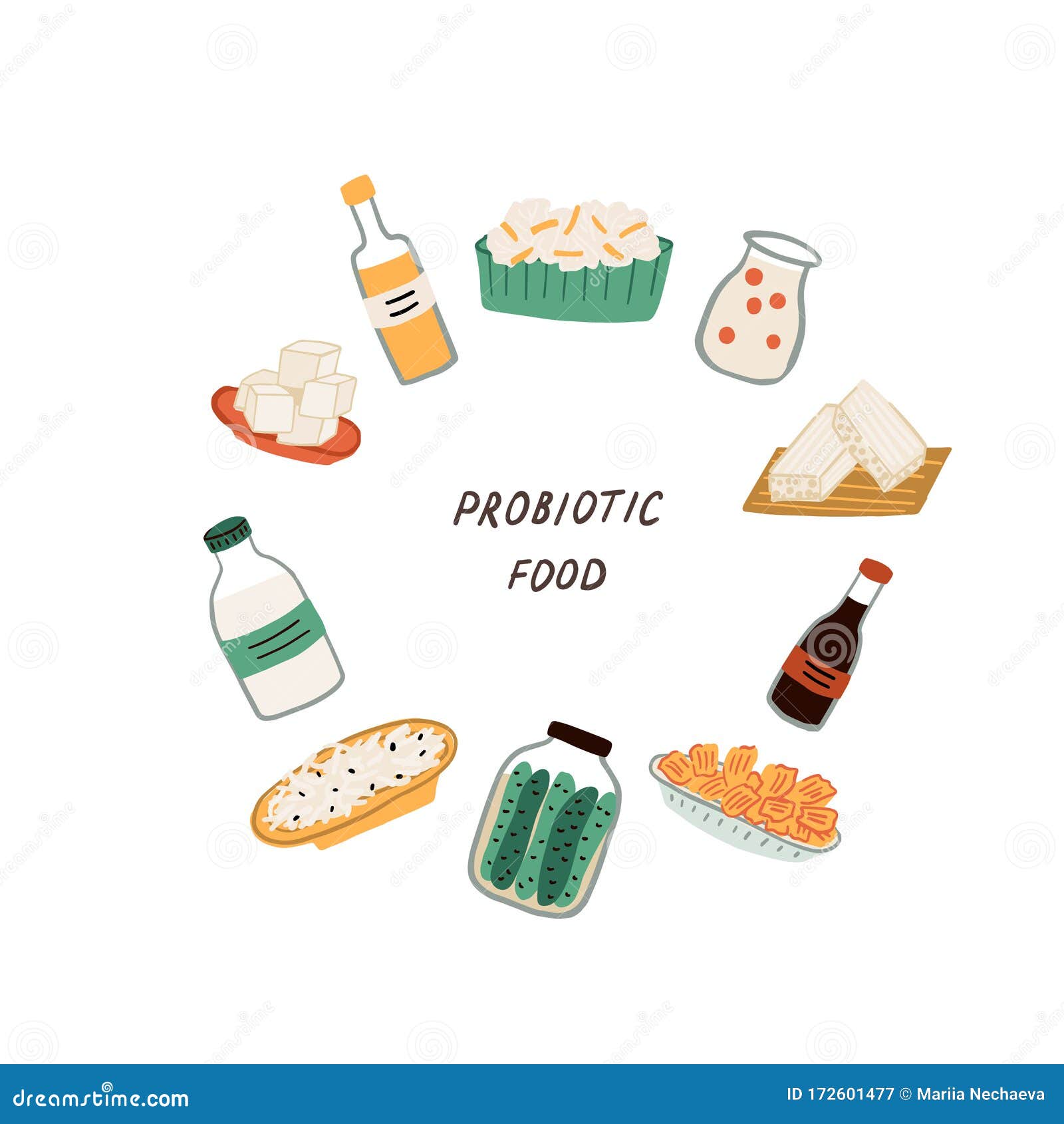 Round Frame with Different Probiotic Stock Illustration - Illustration ...