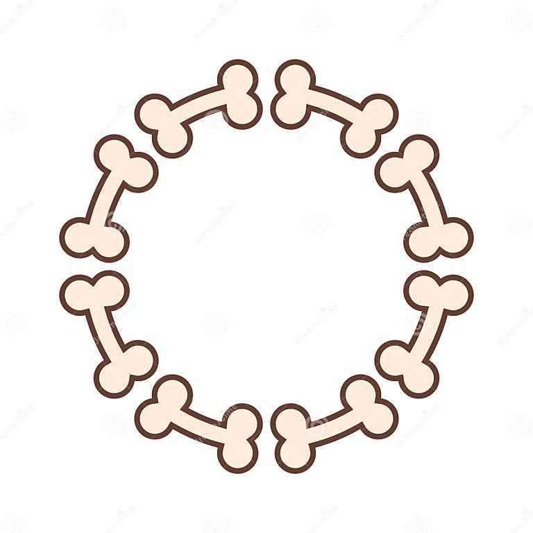 Round Frame of Dog Bones. Vector on Empty White Background. Stock ...