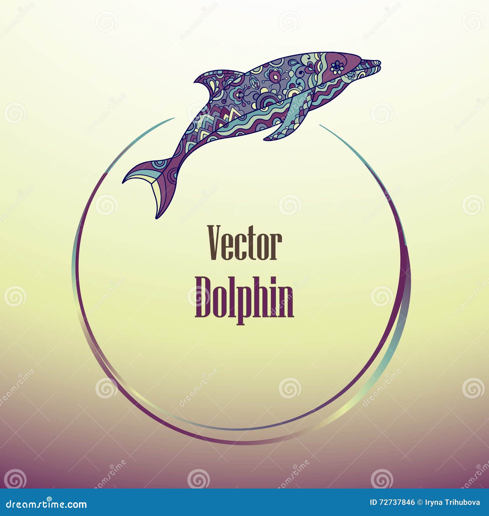 Round frame with dolphin stock vector. Illustration of design - 72737846