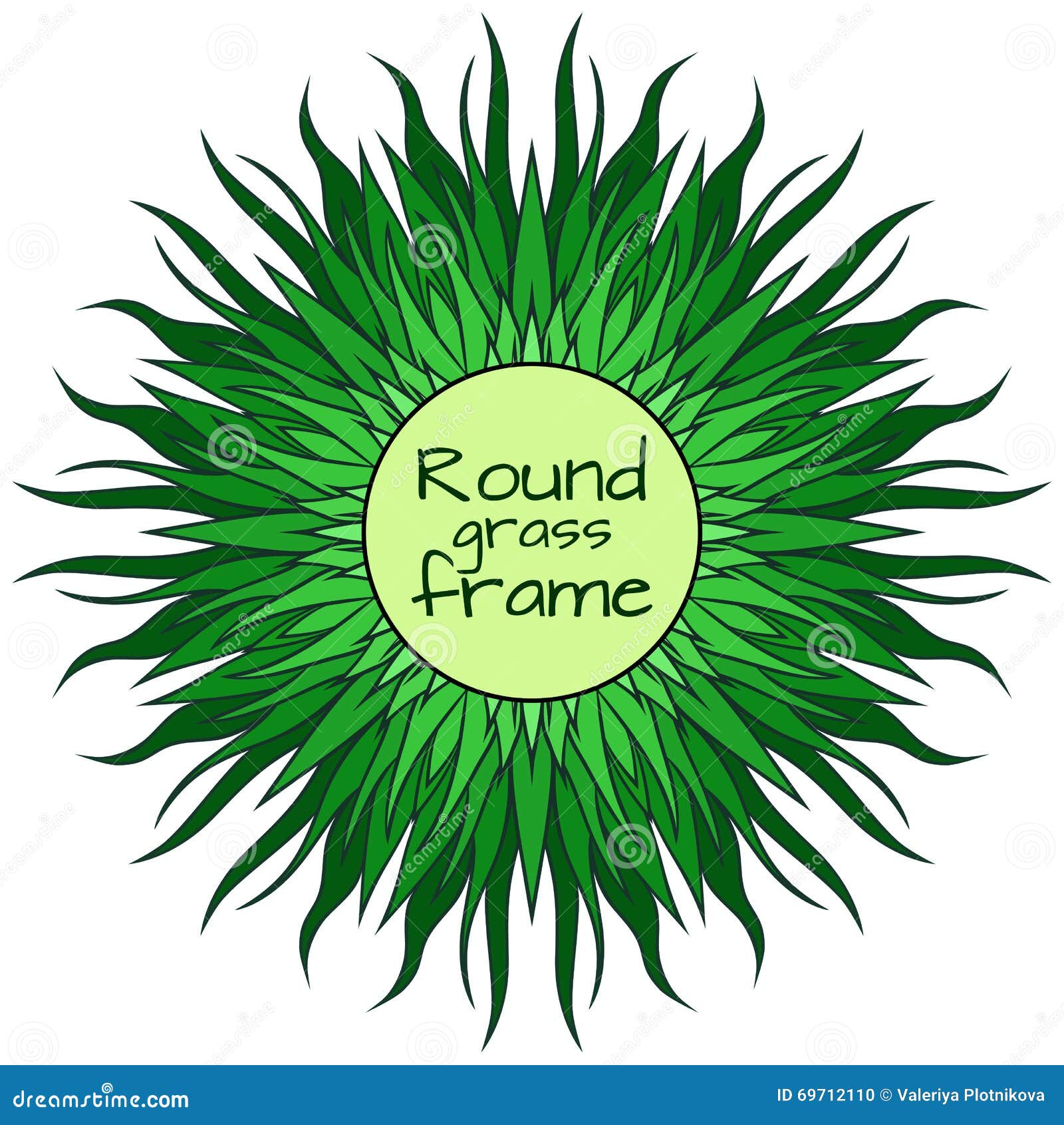 Round Frame with Doodle Grass. Stock Vector - Illustration of ...