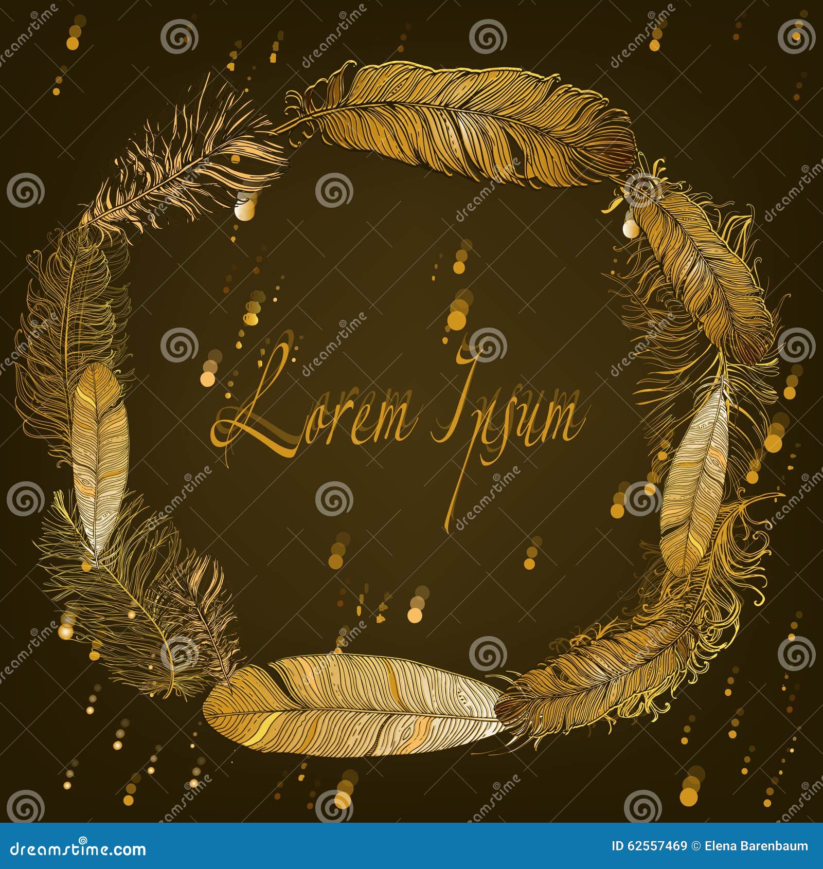 Round frame with feathers stock vector. Illustration of beautiful ...