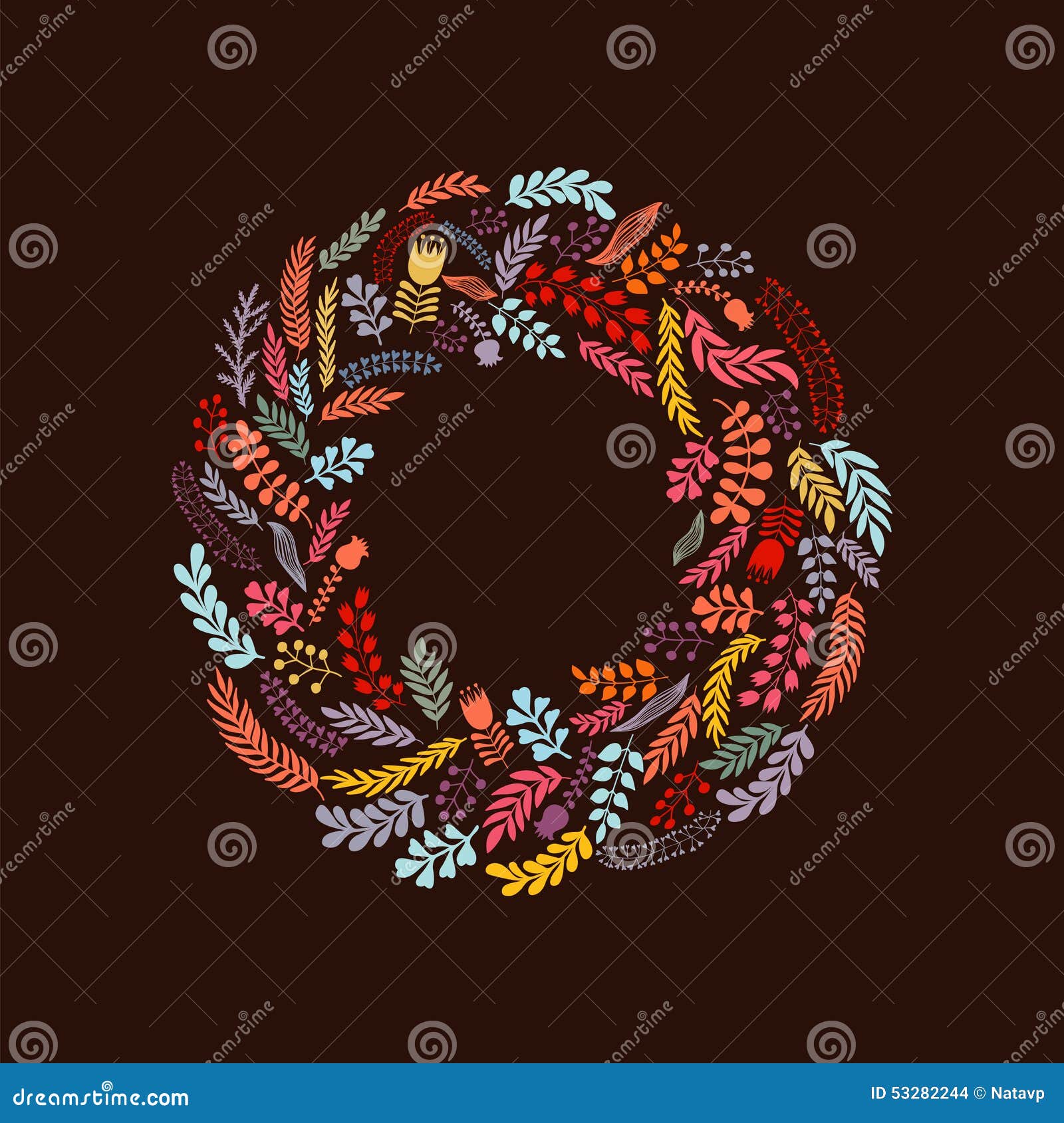 Round Frame from Floral Pattern Stock Vector - Illustration of pattern ...