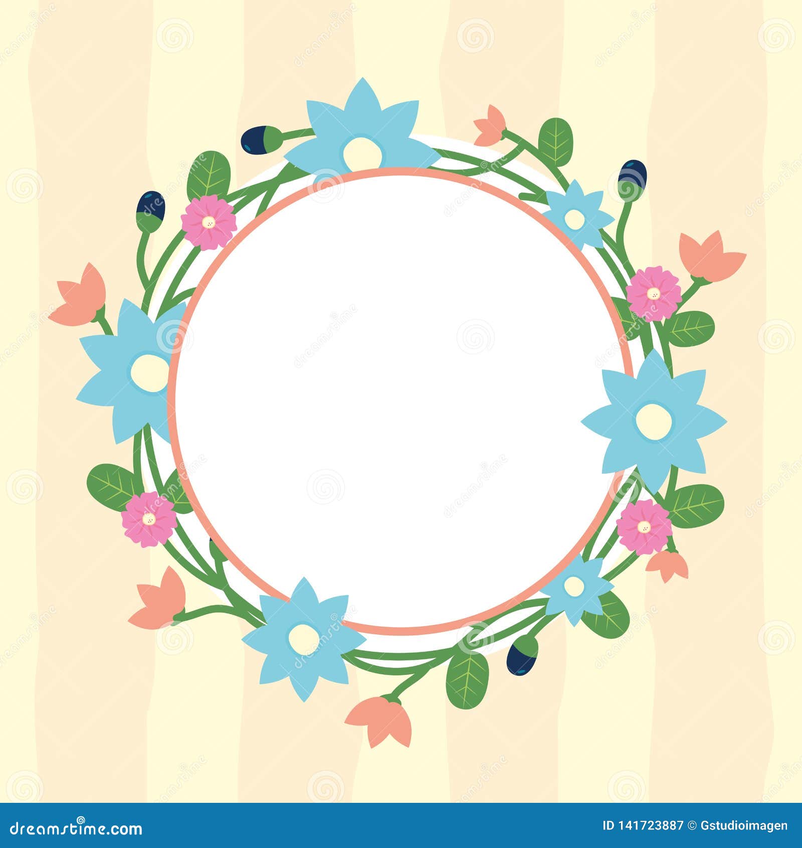 Round frame flowers floral stock vector. Illustration of isolated ...