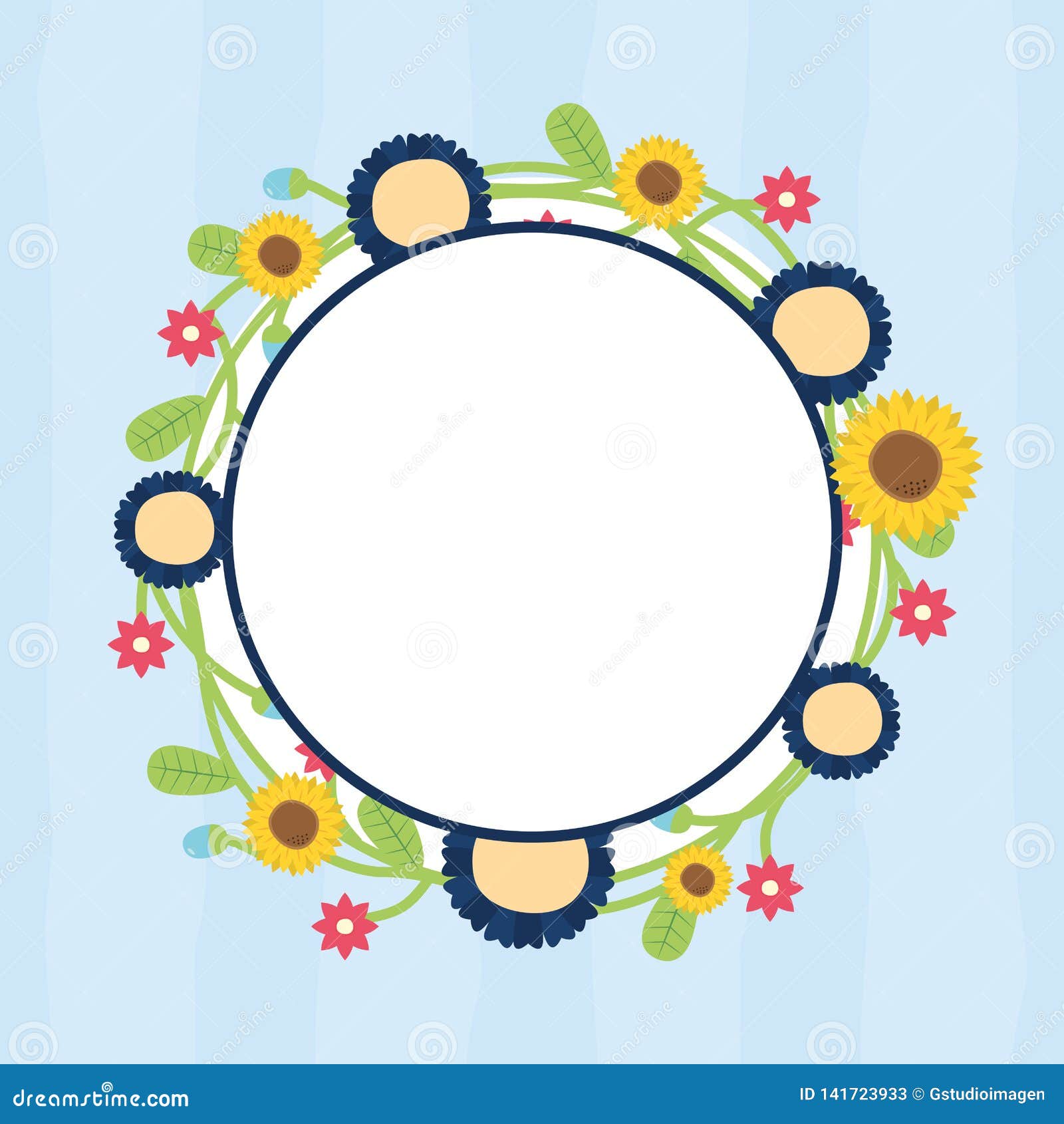 Round frame flowers floral stock vector. Illustration of greeting ...