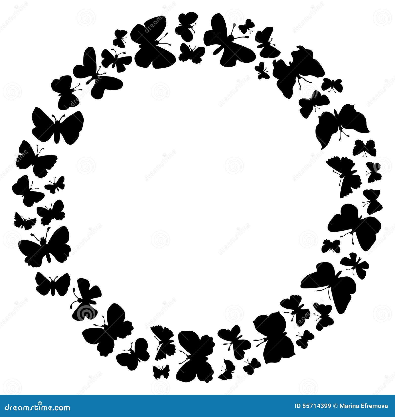 Round Frame of Flying Butterflies. Stock Vector - Illustration of funny ...