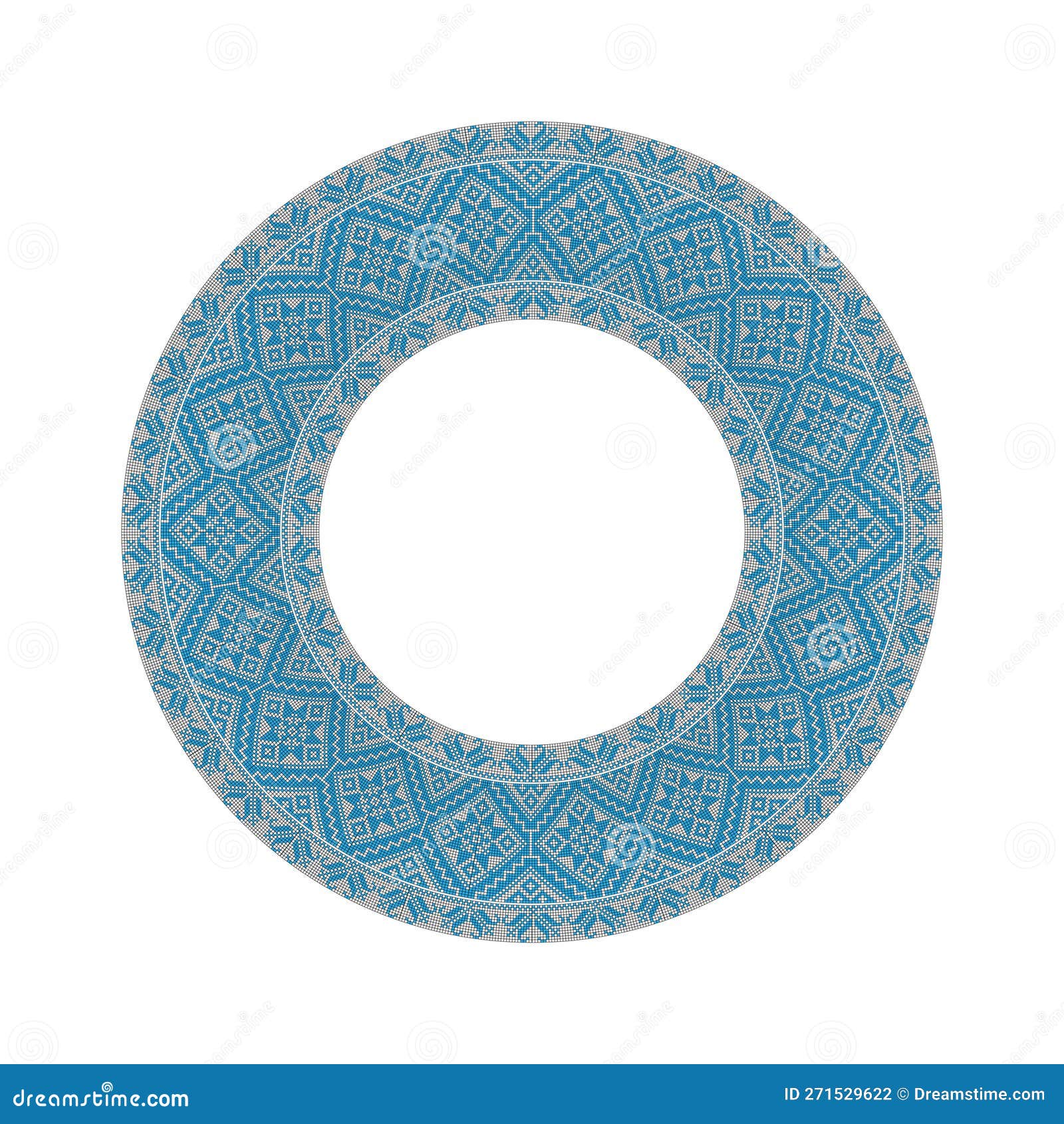 Round Frame with Geometric Pixel Pattern Isolated on White Background ...
