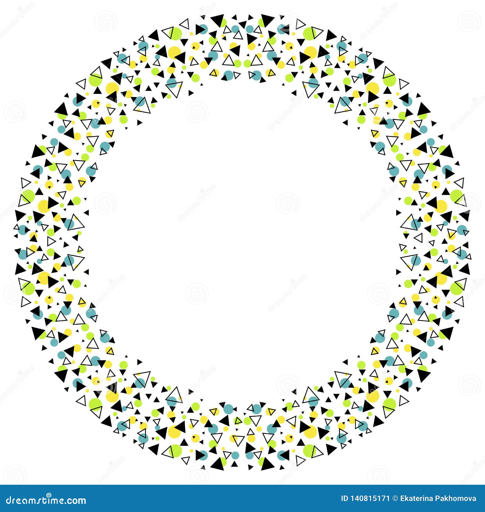 Geometrical Round Frame of Triangles, Dots Isolated on White Background ...