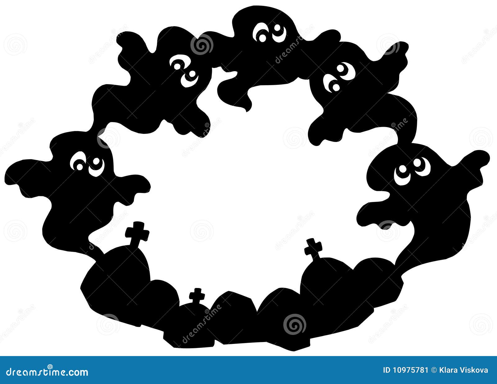 Round Frame with Ghost Silhouette Stock Vector - Illustration of round ...