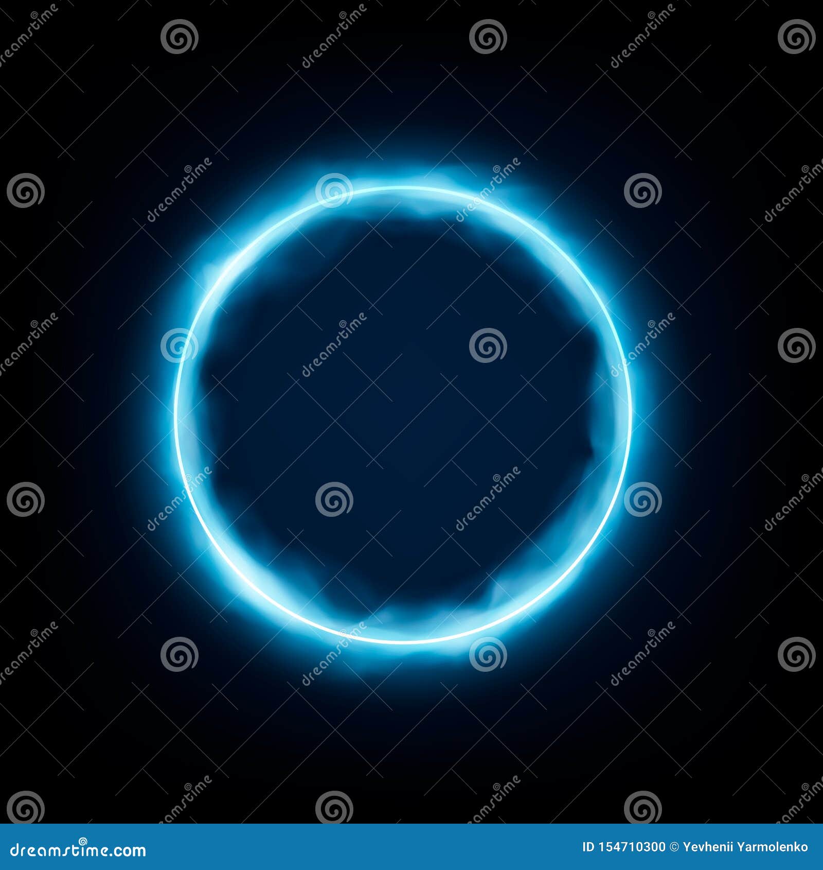 Round Frame with Glowing and Light. Neon Round Frame with Smoke Banner ...