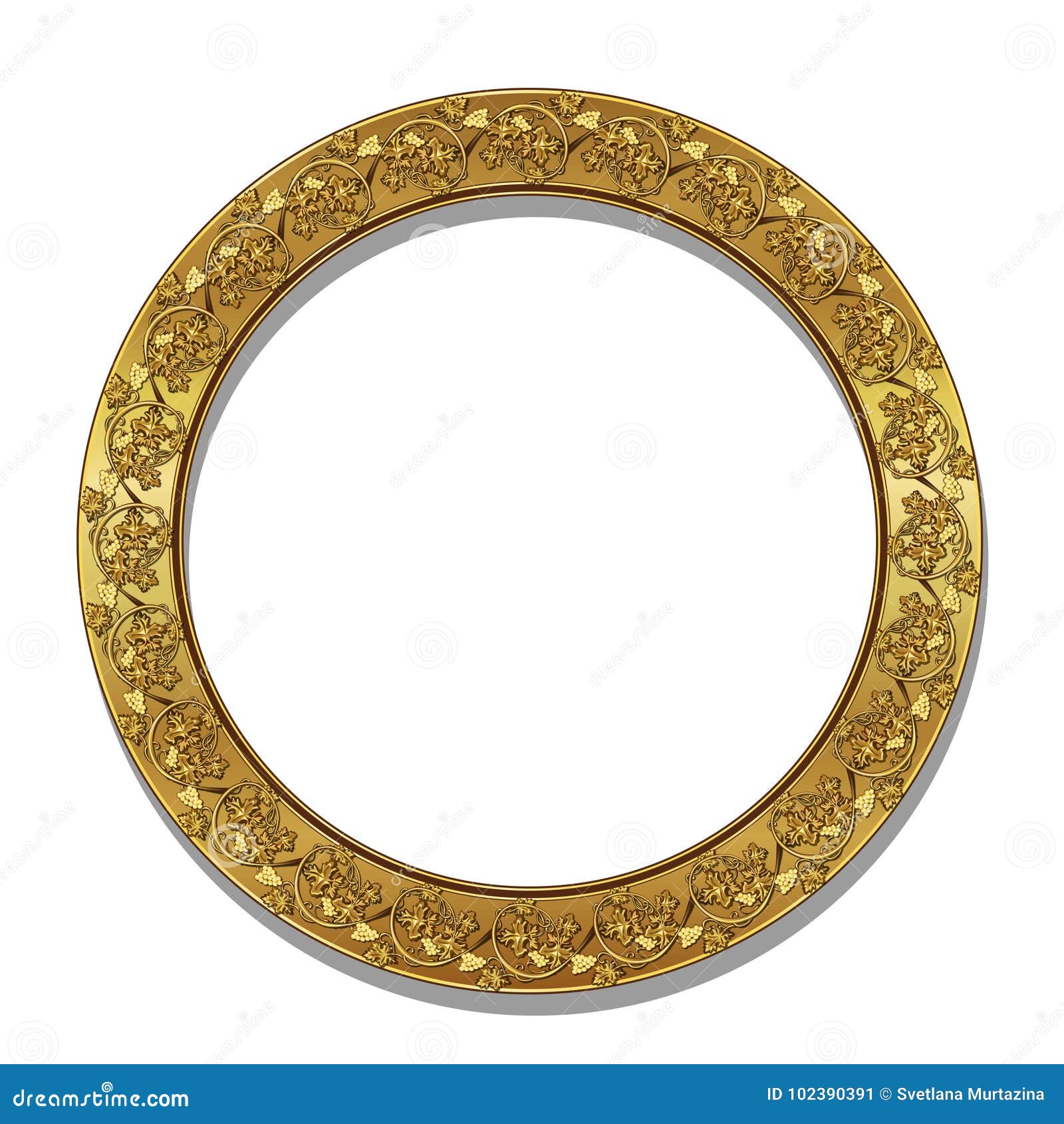 Round Frame Gold Color with Shadow Stock Vector - Illustration of plank ...