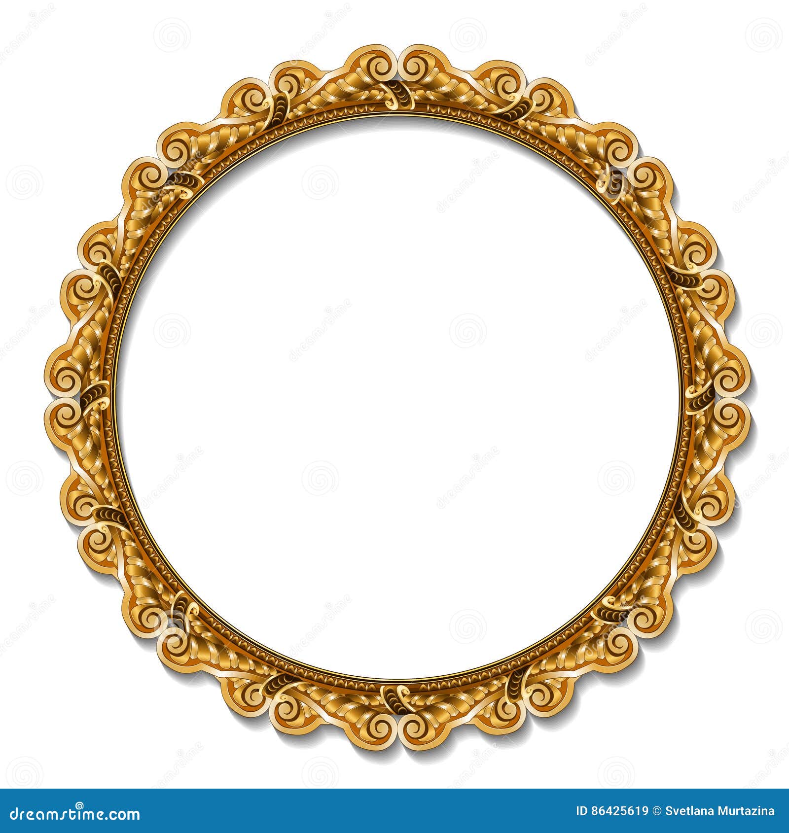 Round Frame Gold Color with Shadow Stock Vector - Illustration of ...