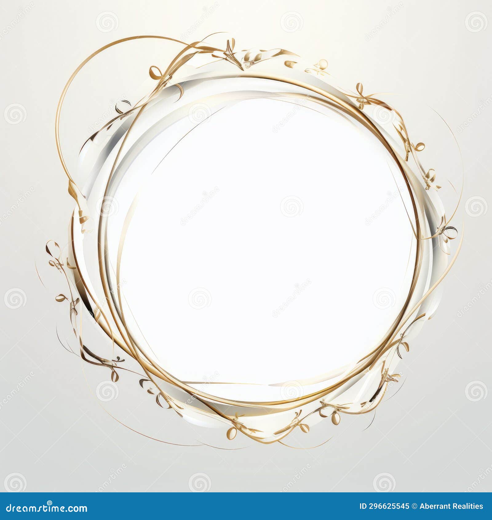 A Round Frame with Gold Swirls on a White Background Stock Illustration ...