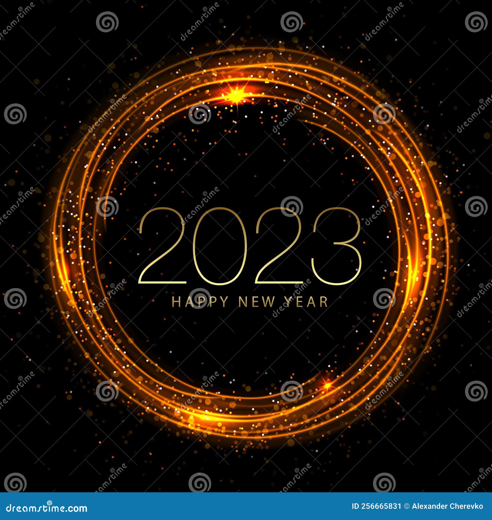 Round Frame in Golden Color with Shiny Tinsel Stock Vector ...