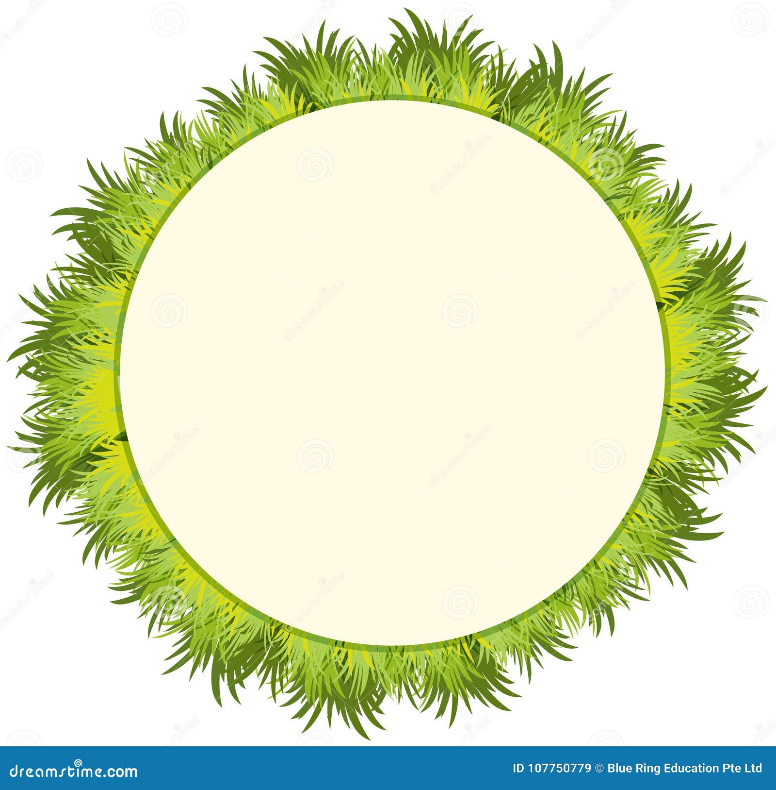 Round Frame with Green Grass Stock Vector - Illustration of drawing ...