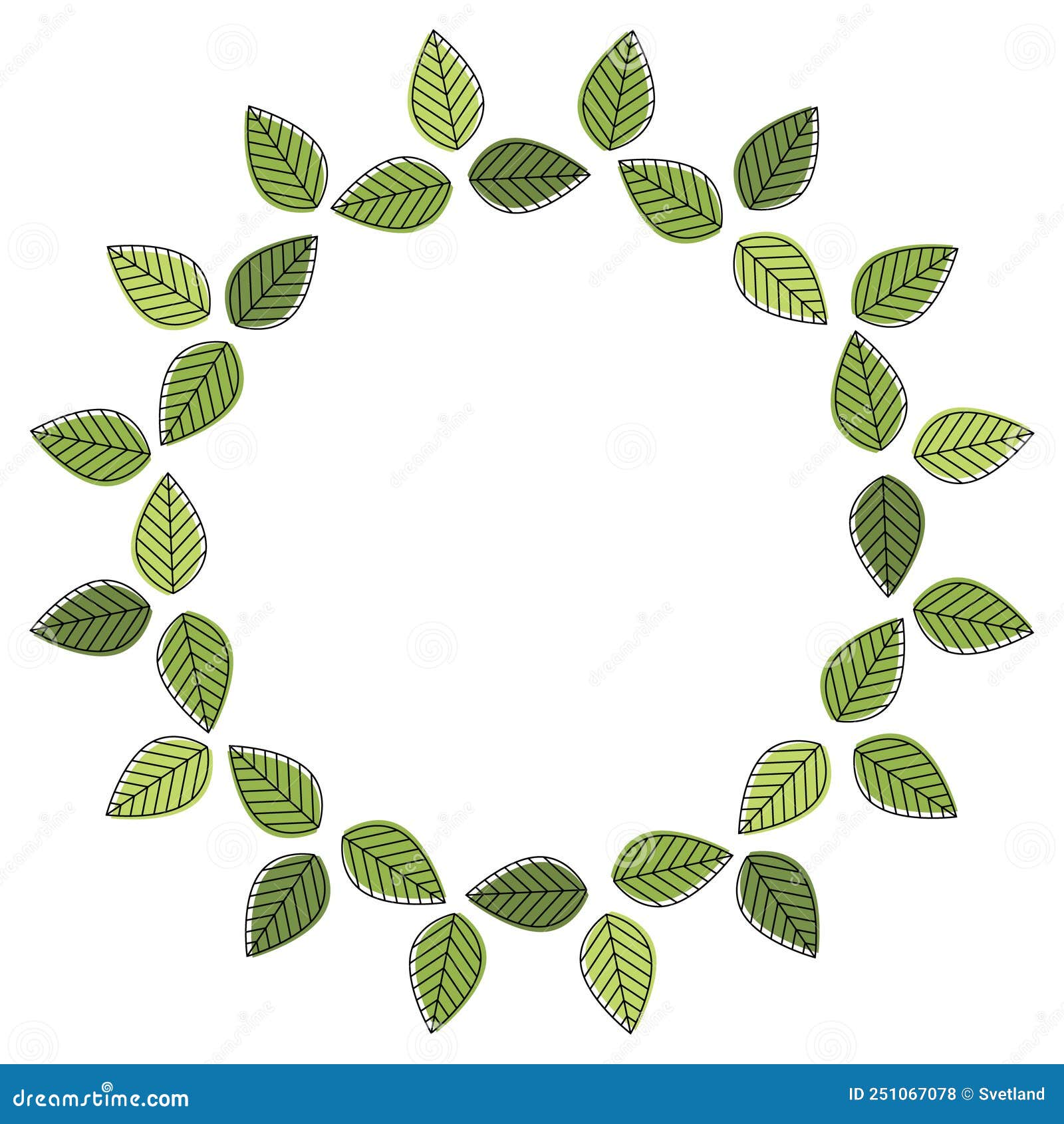 Round Frame with Green Leaves Stock Vector - Illustration of circle ...