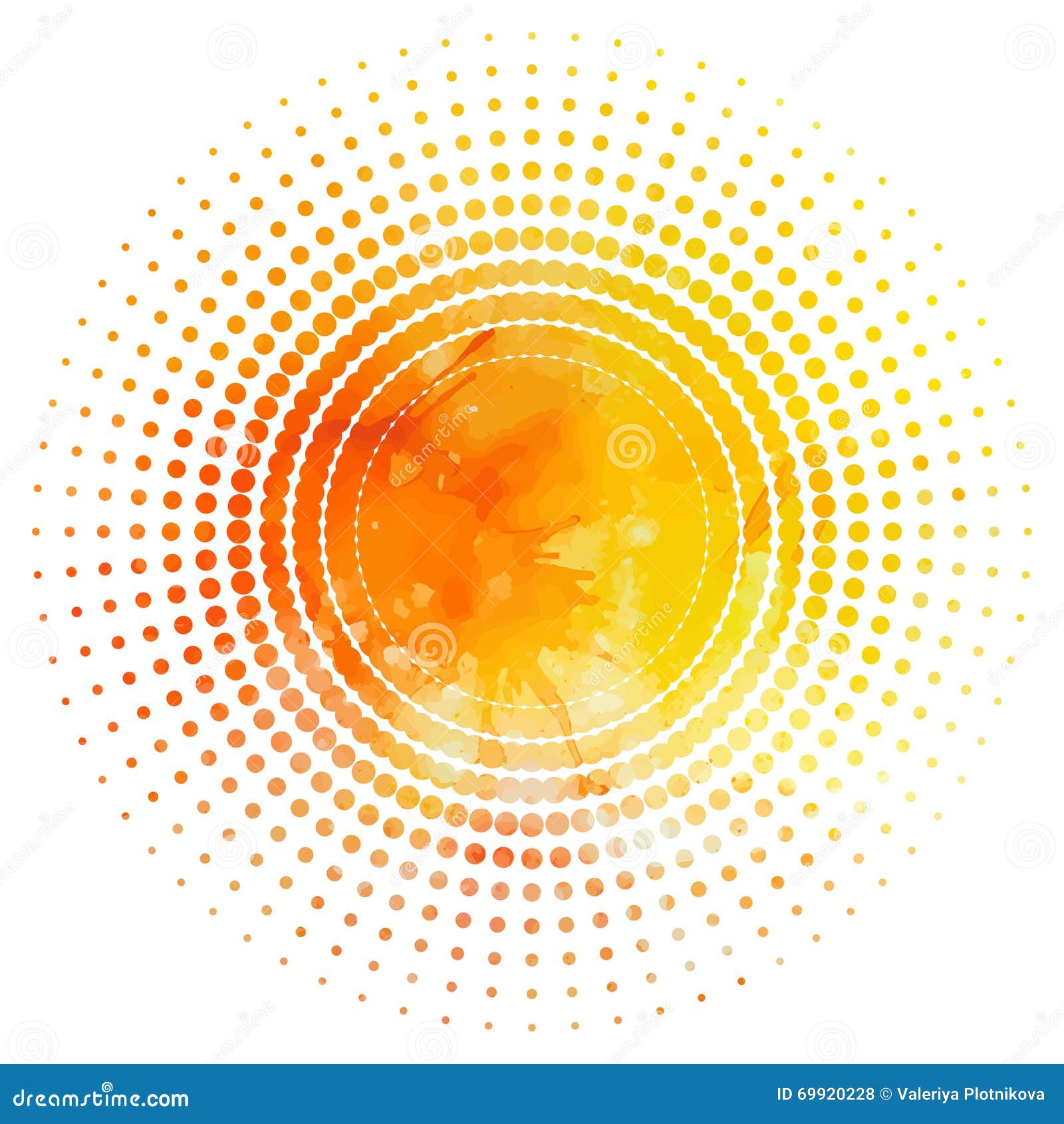 Round Frame with Halftone and Yellow Watercolor Background Stock Vector ...