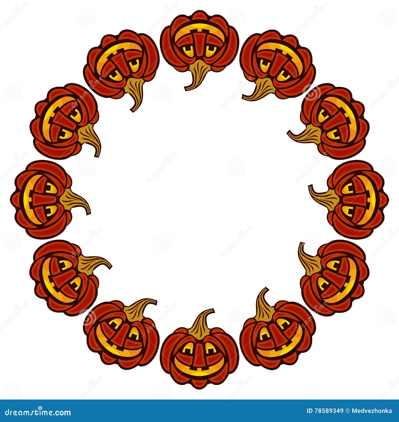 Round Frame with Halloween Pumpkins. Stock Illustration - Illustration ...