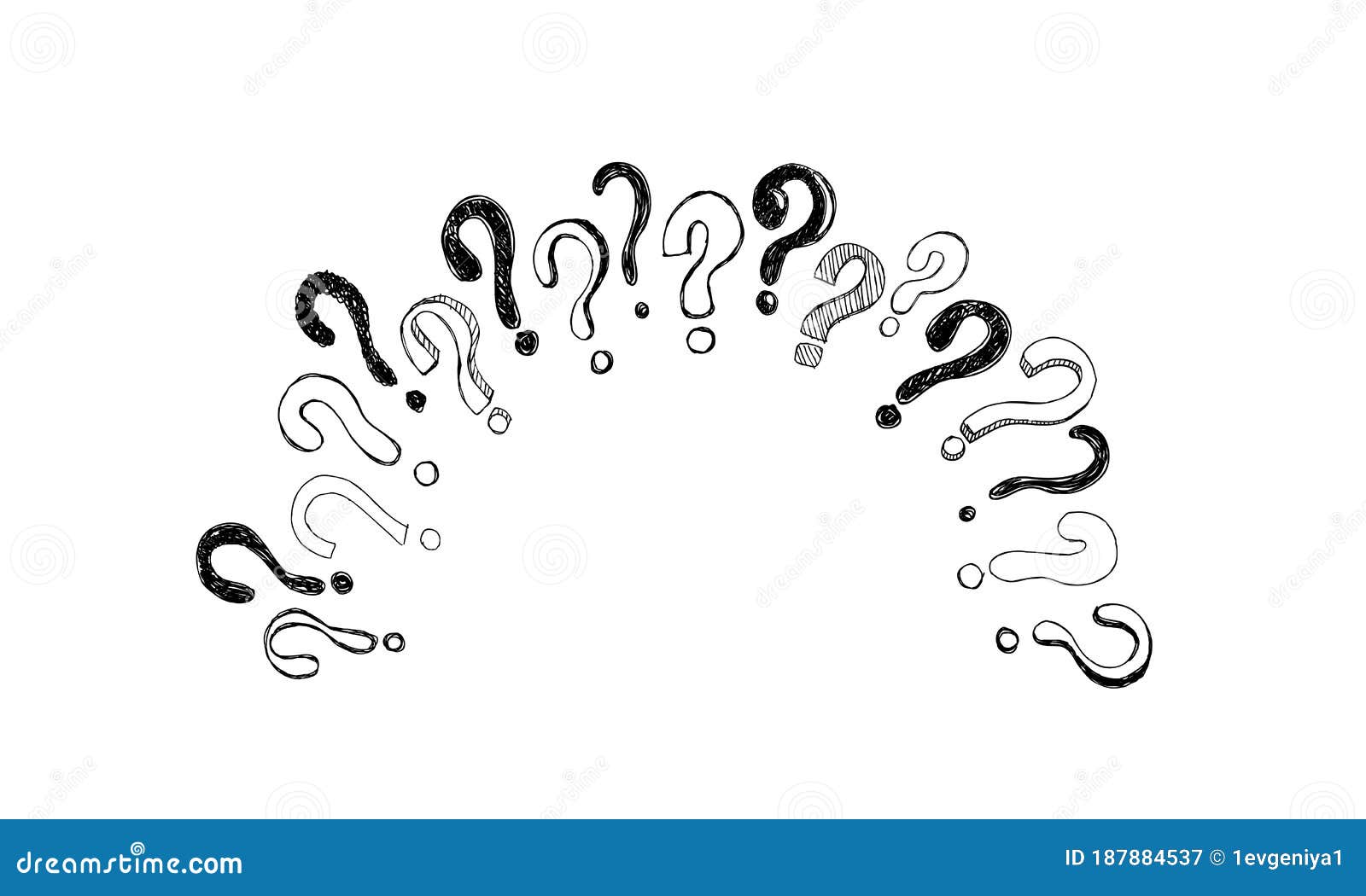 Round Frame with Hand Drawn Doodle Hand Drawn Sketch Questions Marks ...