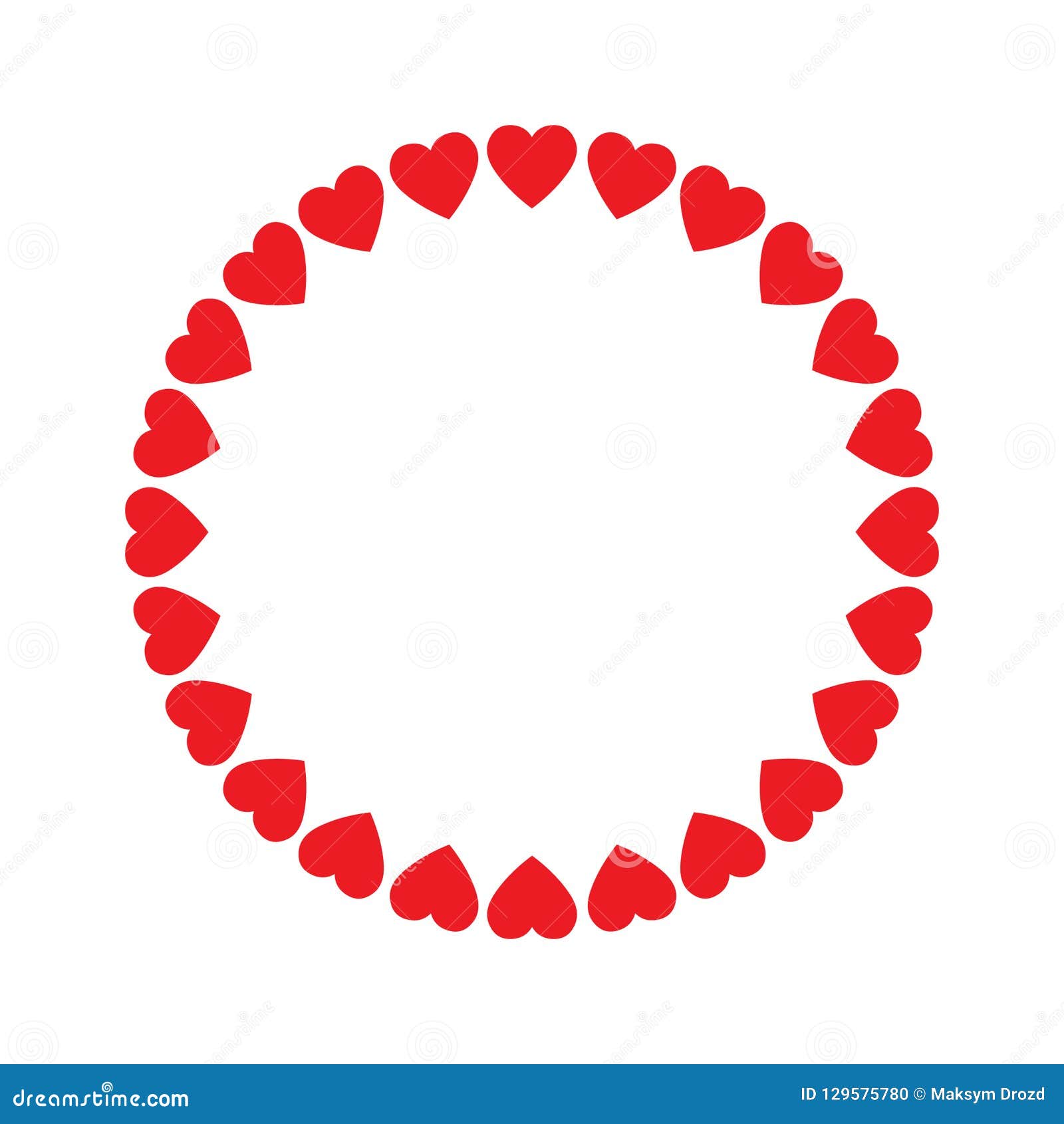 Round Frame of Hearts, Isolated Vector Romantic Round Frames with ...
