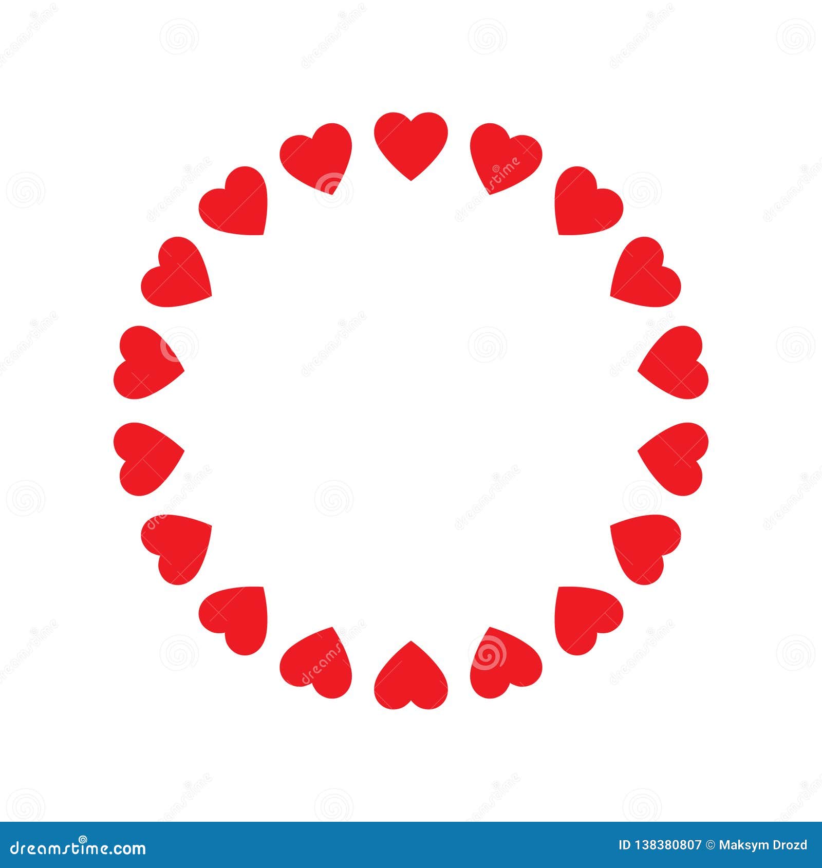 Round Frame of Hearts, Isolated Vector Romantic Round Frames with ...