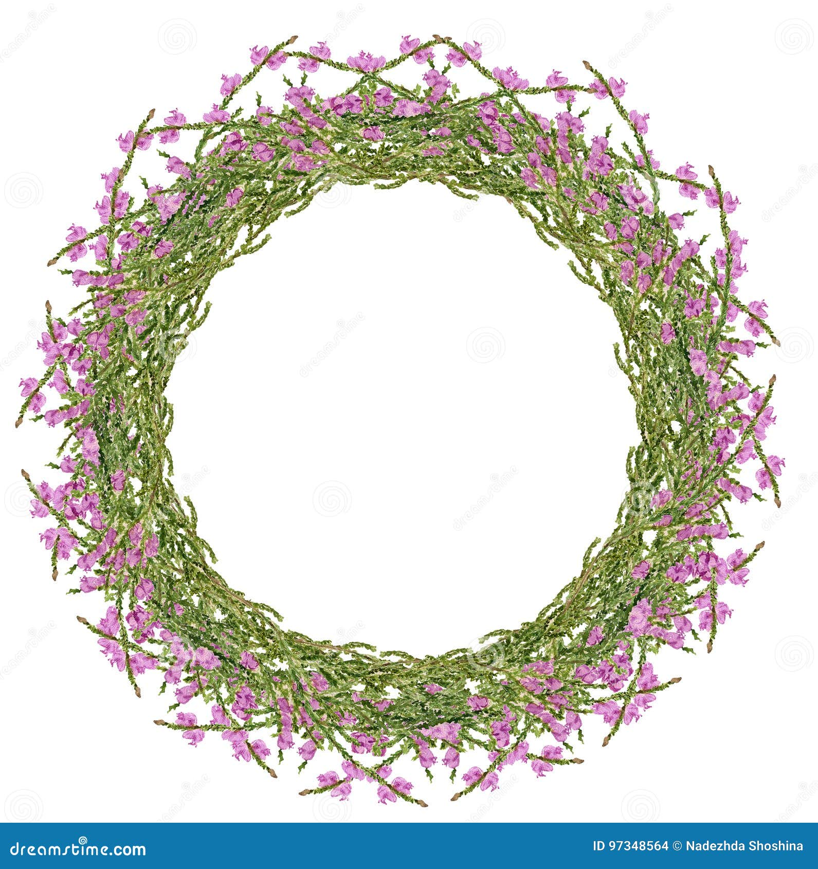 Round frame with heather stock illustration. Illustration of branch ...