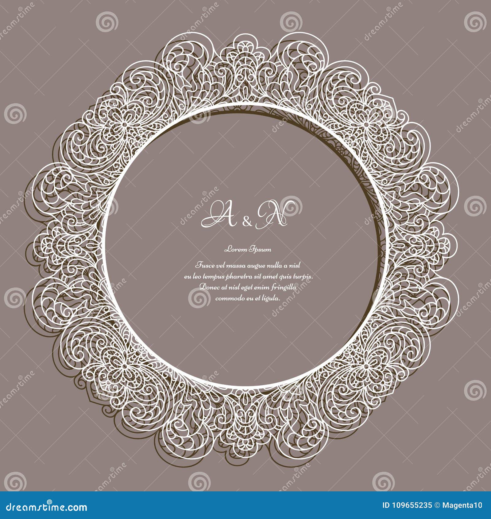 Round Frame with Lace Border Pattern Stock Vector - Illustration of ...